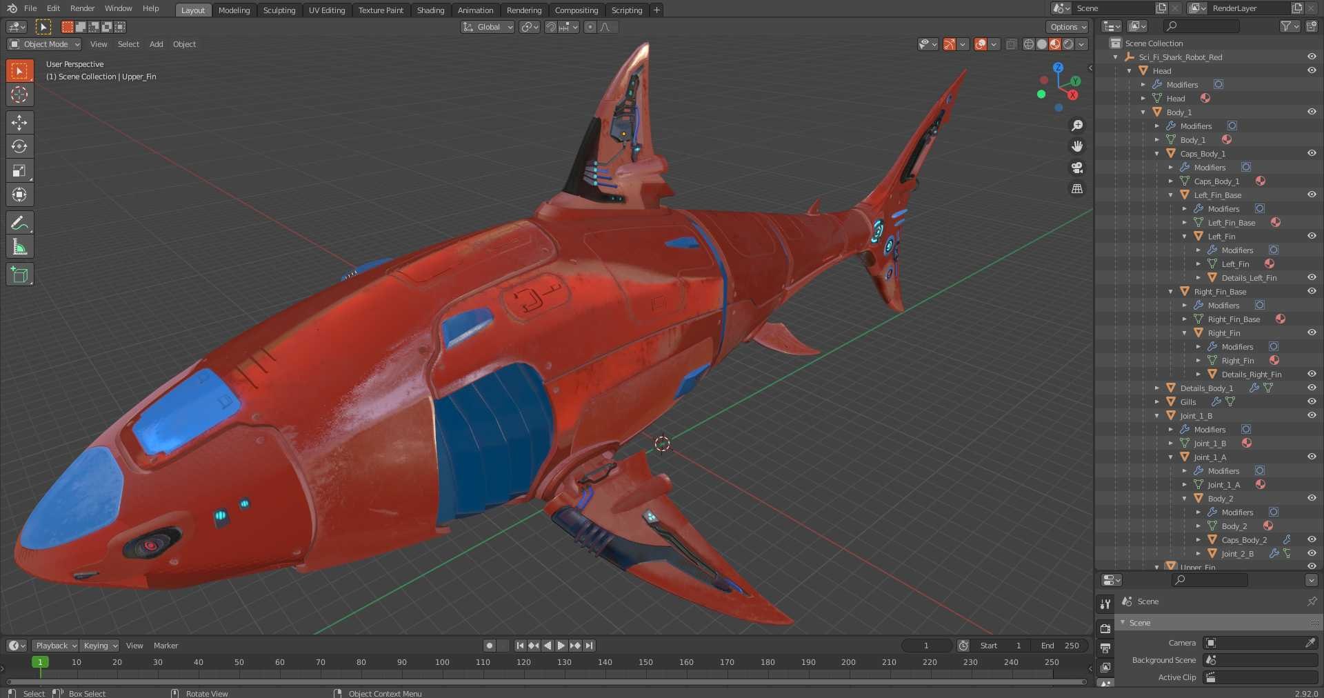 Sci Fi Shark Robot Red 3D Model - TurboSquid 2212771