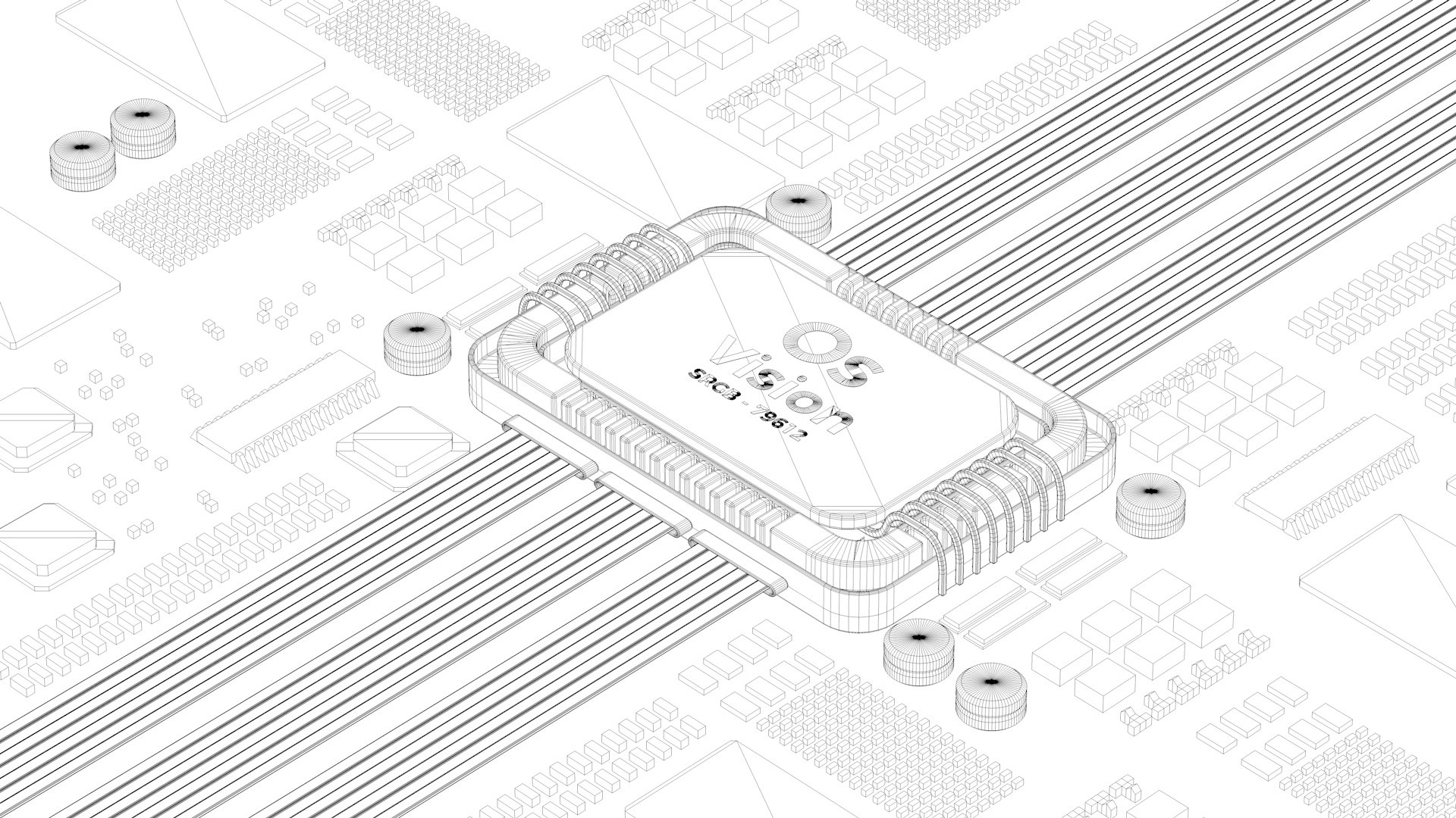 3D Model Technology Chip Transmission Model Science Fiction Scene ...