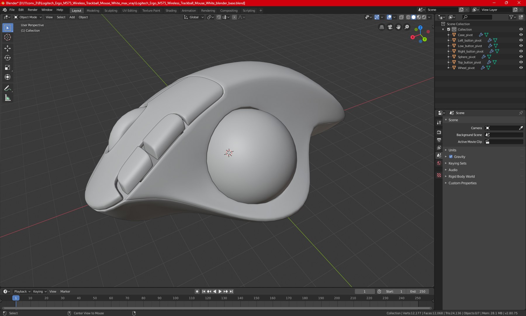 3D Logitech Ergo M575 Wireless Trackball Mouse White - TurboSquid 2160874