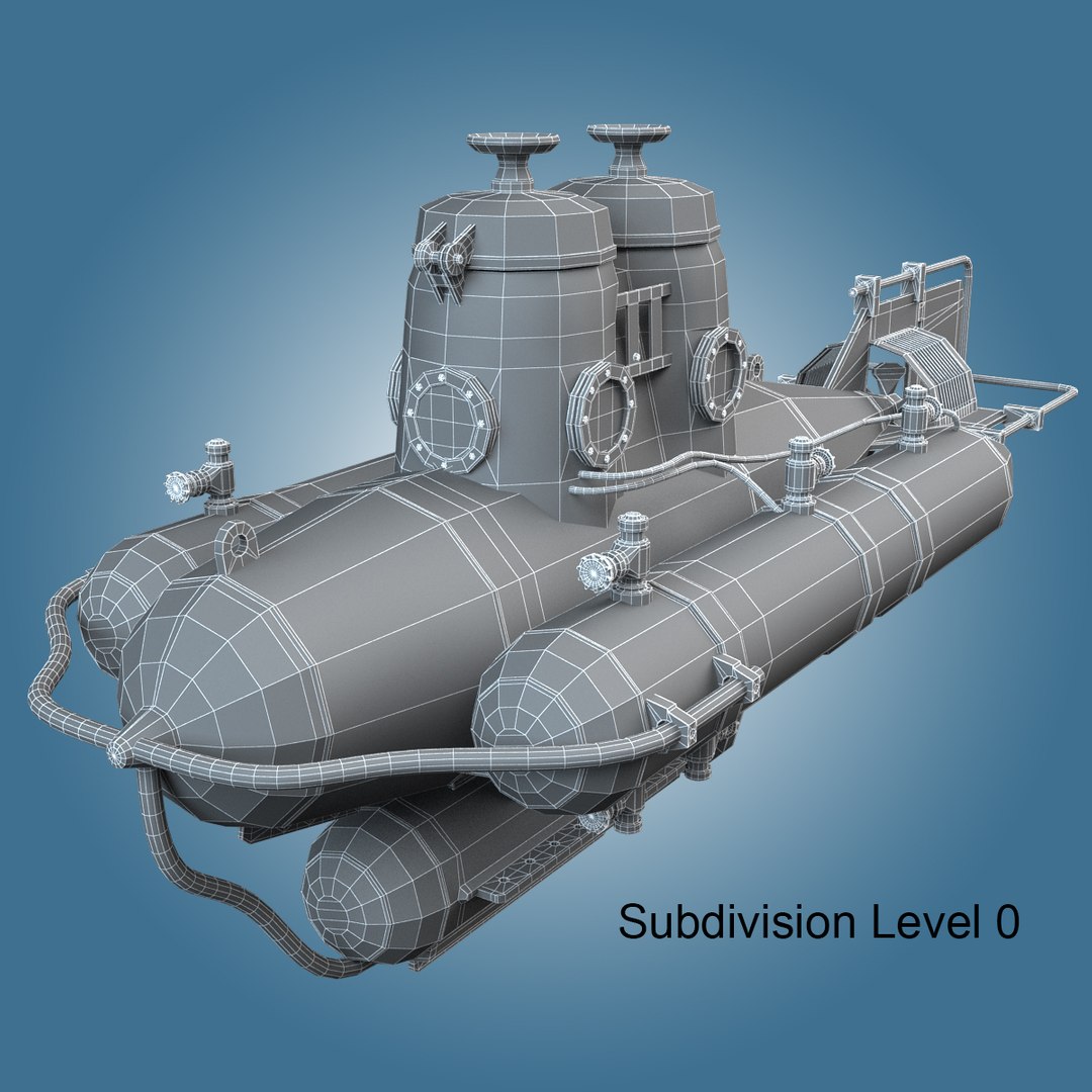 Old Mini Submarine 3d Obj