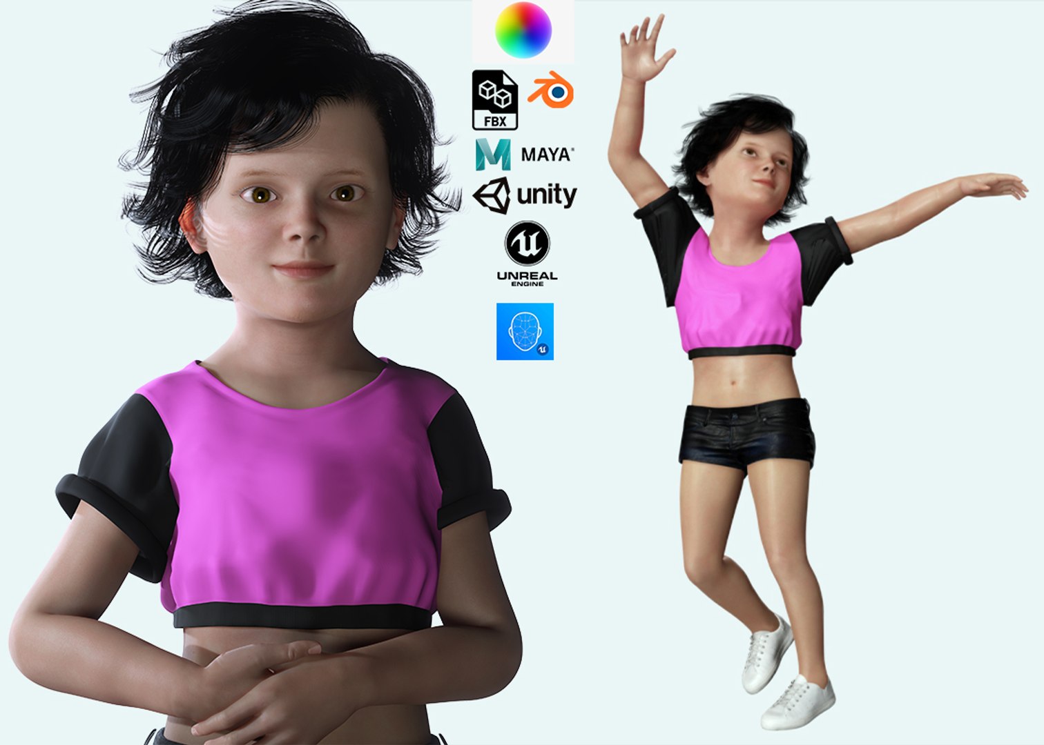 modelo 3d realistic girl child 3D model - TurboSquid 2039025