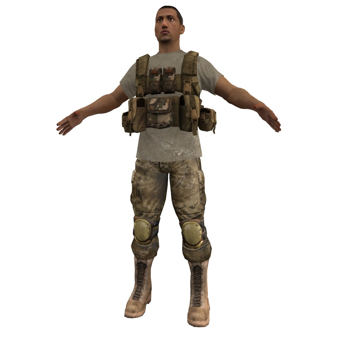 3d model of mercenary rigged soldier