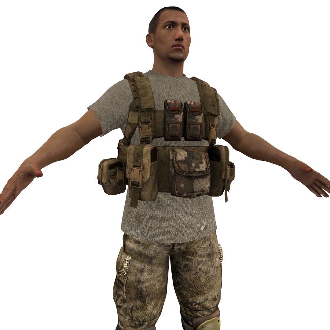 3d model of mercenary rigged soldier