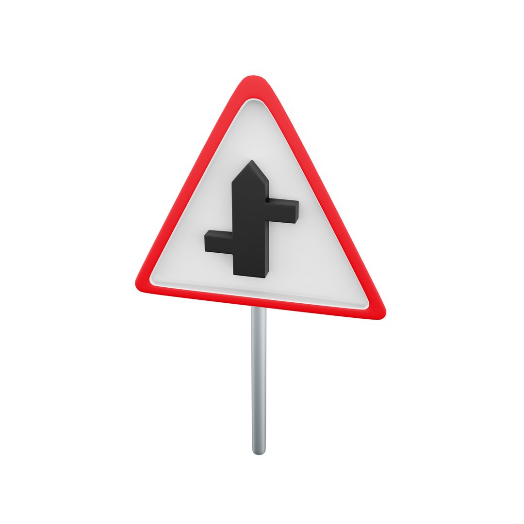 3d Crossroad Ahead Road Sign Cartoon Icon 3D Model - TurboSquid 2018140