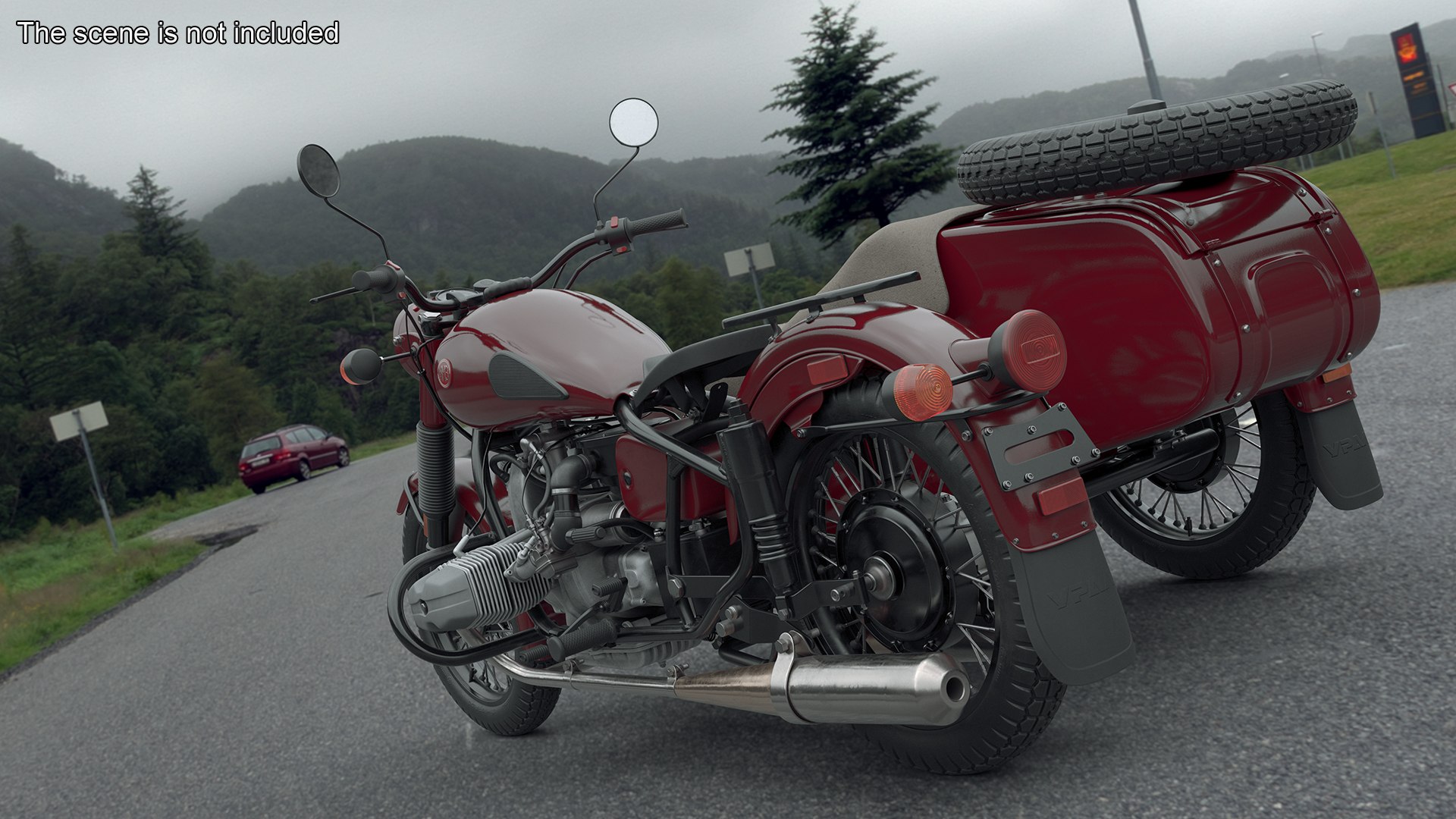3D Retro Motorcycle Ural M70 With Cradle Maroon Color - TurboSquid 2402894