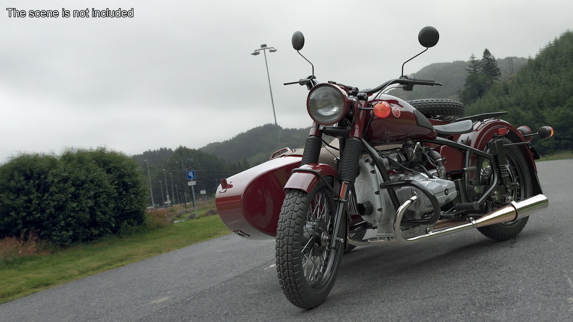3D Retro Motorcycle Ural M70 With Cradle Maroon Color - TurboSquid 2402894