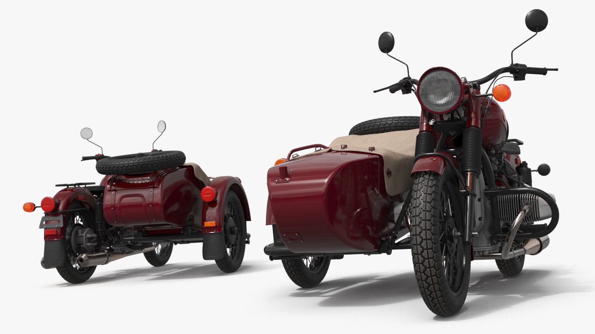 3D Retro Motorcycle Ural M70 With Cradle Maroon Color - TurboSquid 2402894