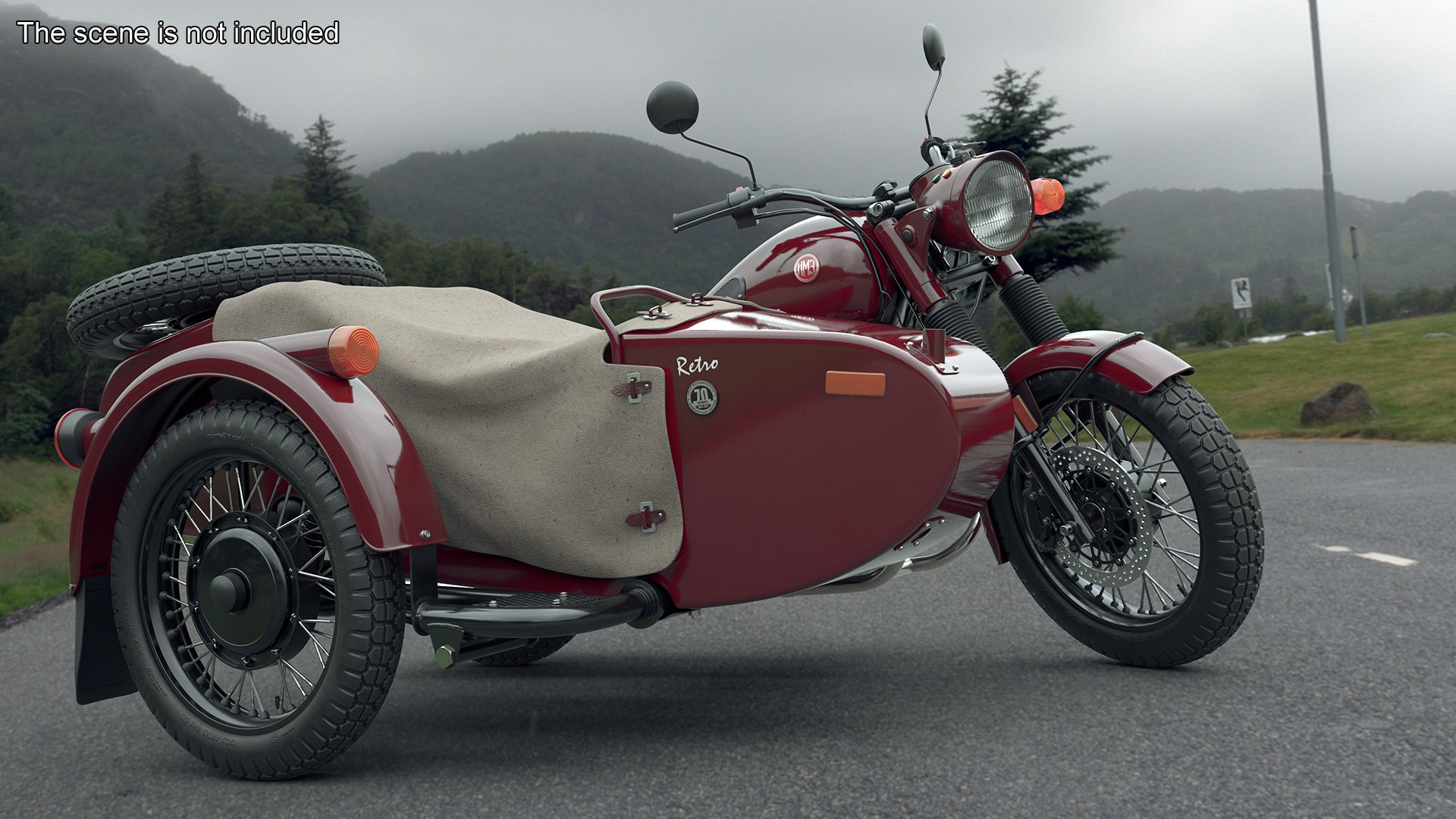 3D Retro Motorcycle Ural M70 With Cradle Maroon Color - TurboSquid 2402894
