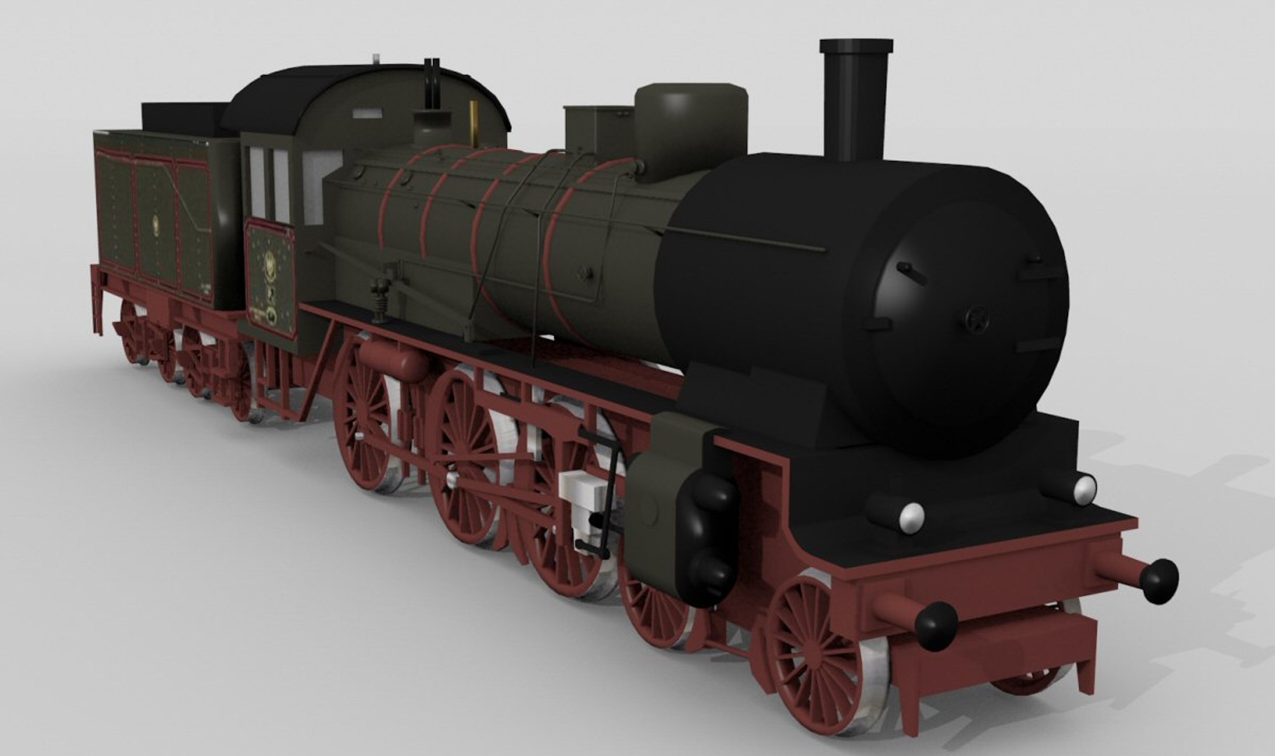 3d German P8 Steam Locomotive Model