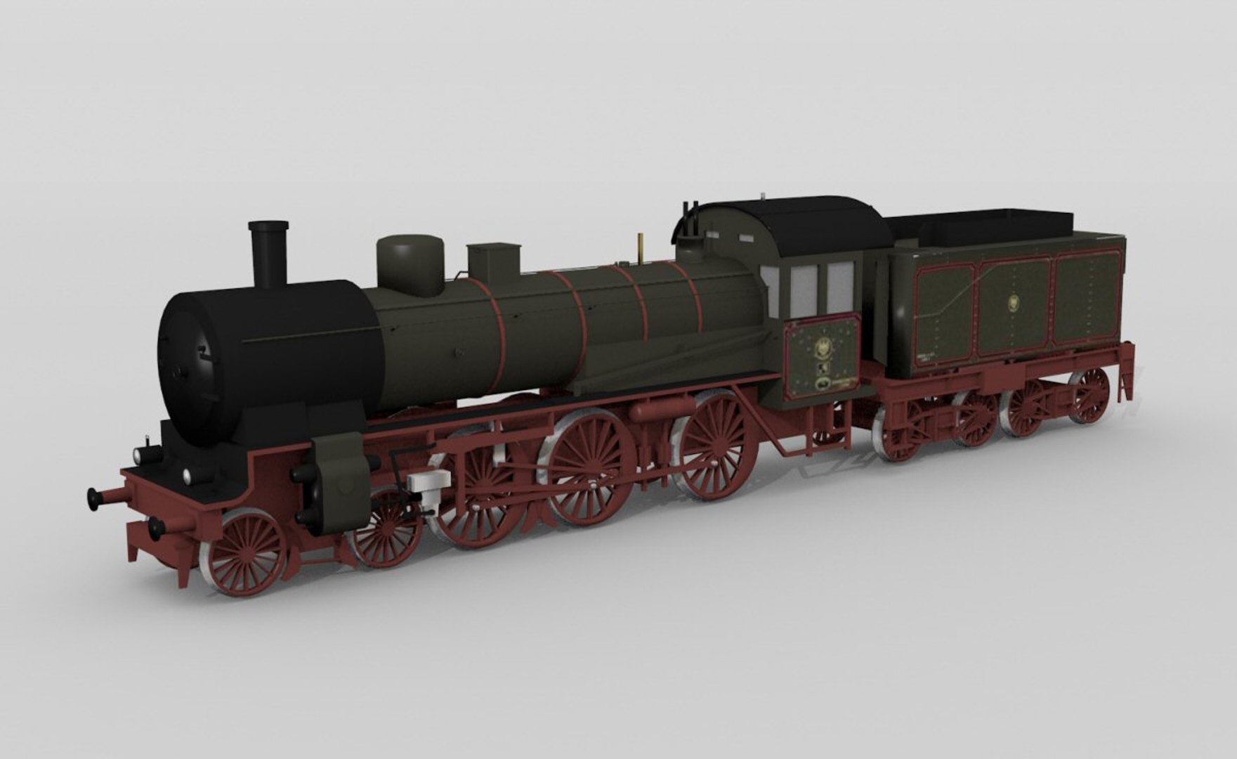 3d German P8 Steam Locomotive Model