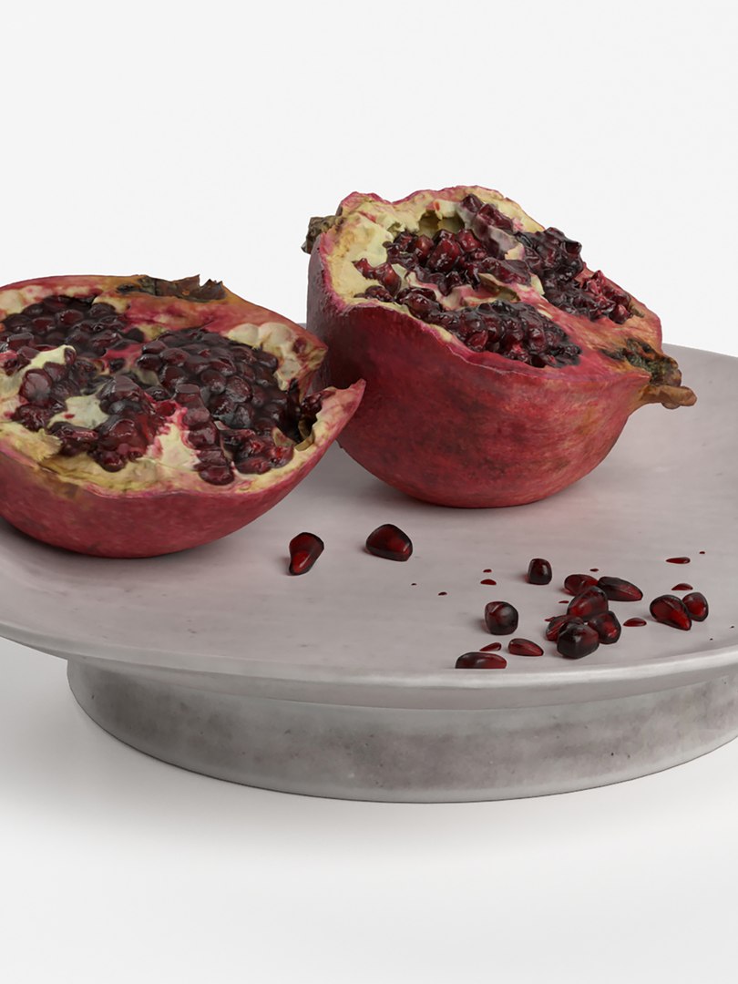 3D Pomegranates In Low Pedestal Platter Model - TurboSquid 2158809