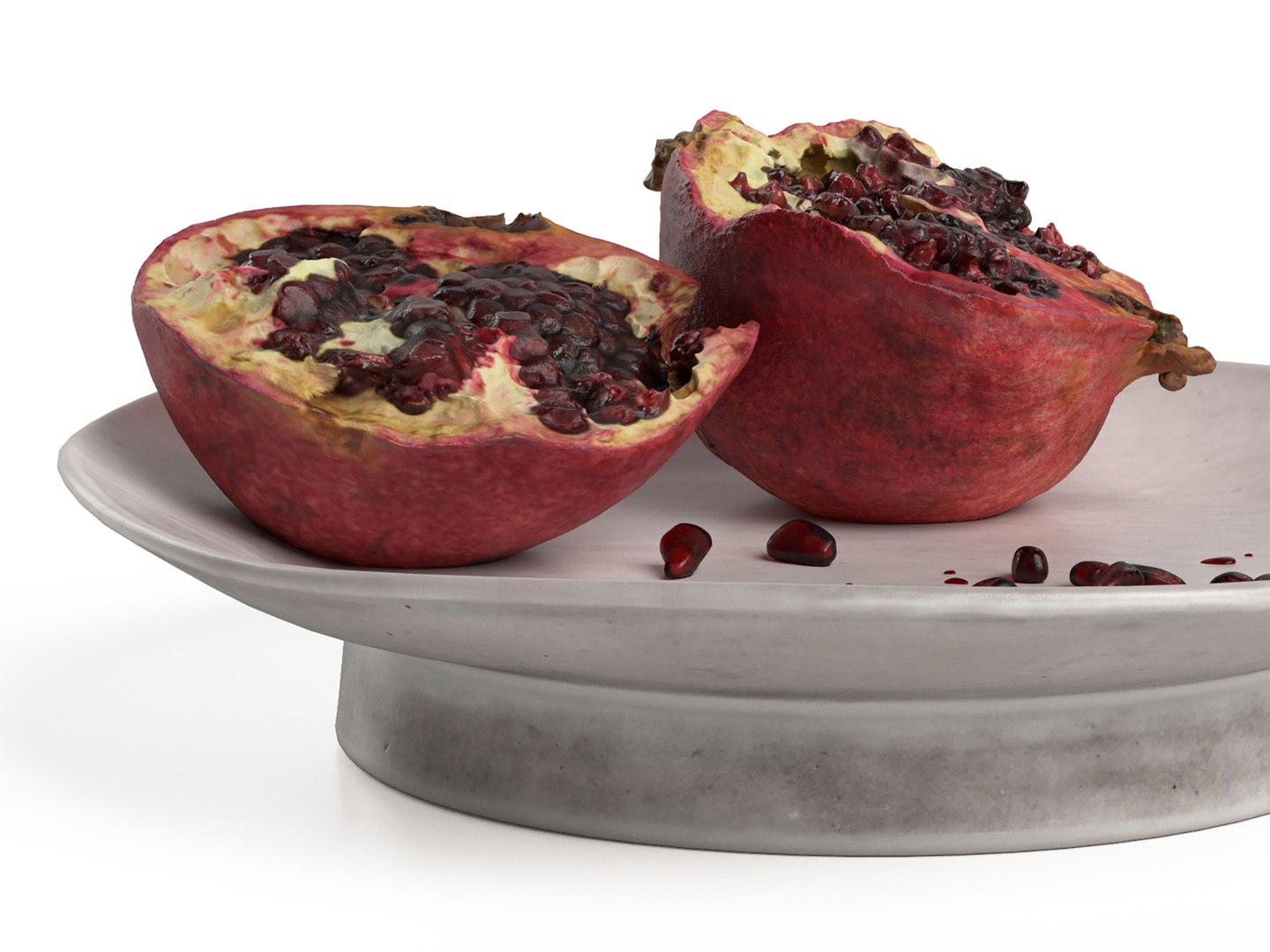 3D Pomegranates In Low Pedestal Platter Model - TurboSquid 2158809