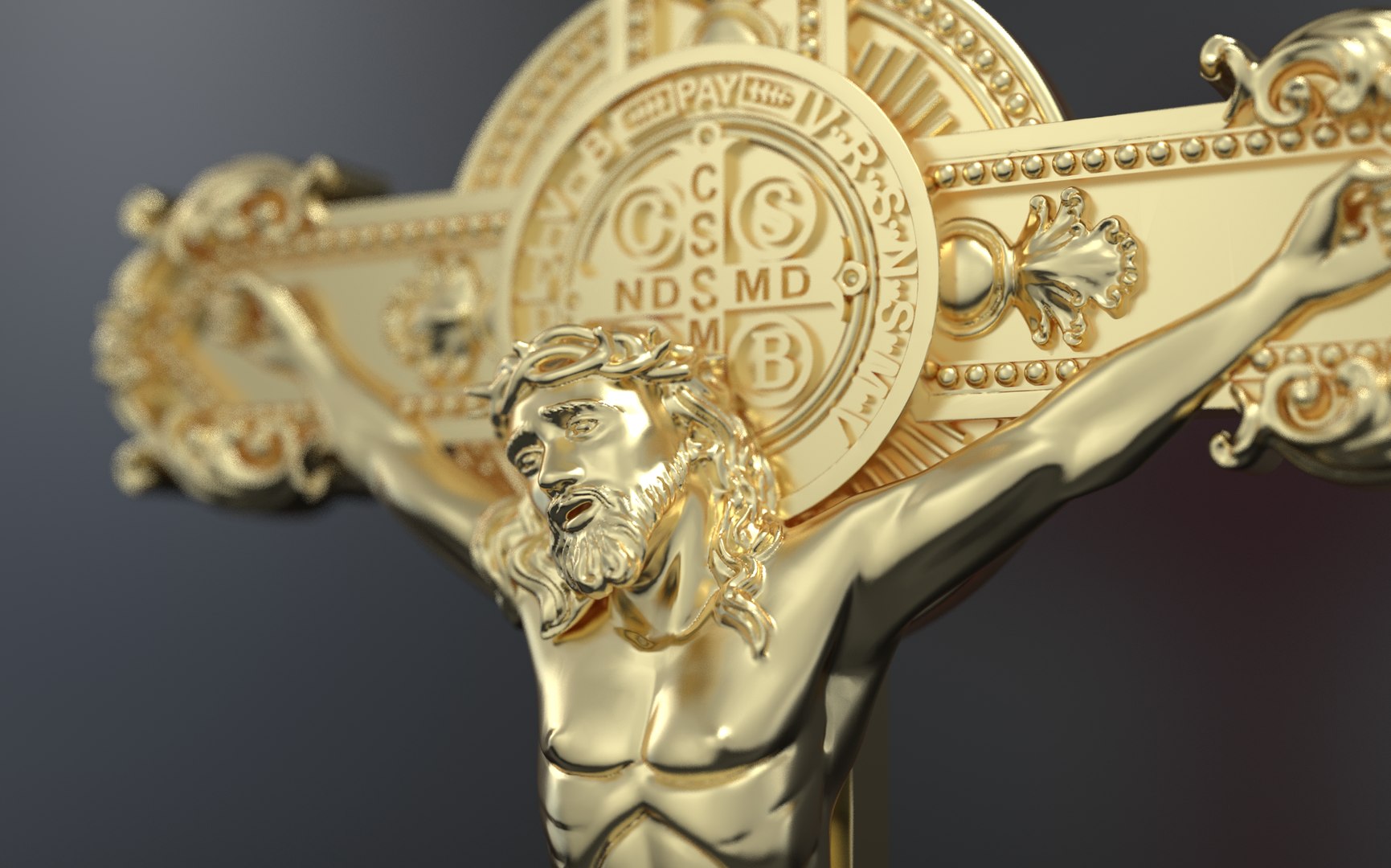 Jesus Crucifix INRI Pendant 3D - TurboSquid 2030725