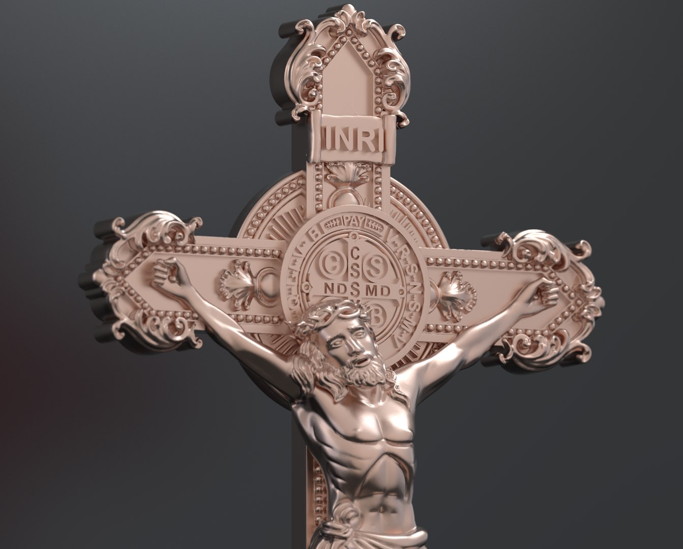 Jesus Crucifix INRI Pendant 3D - TurboSquid 2030725