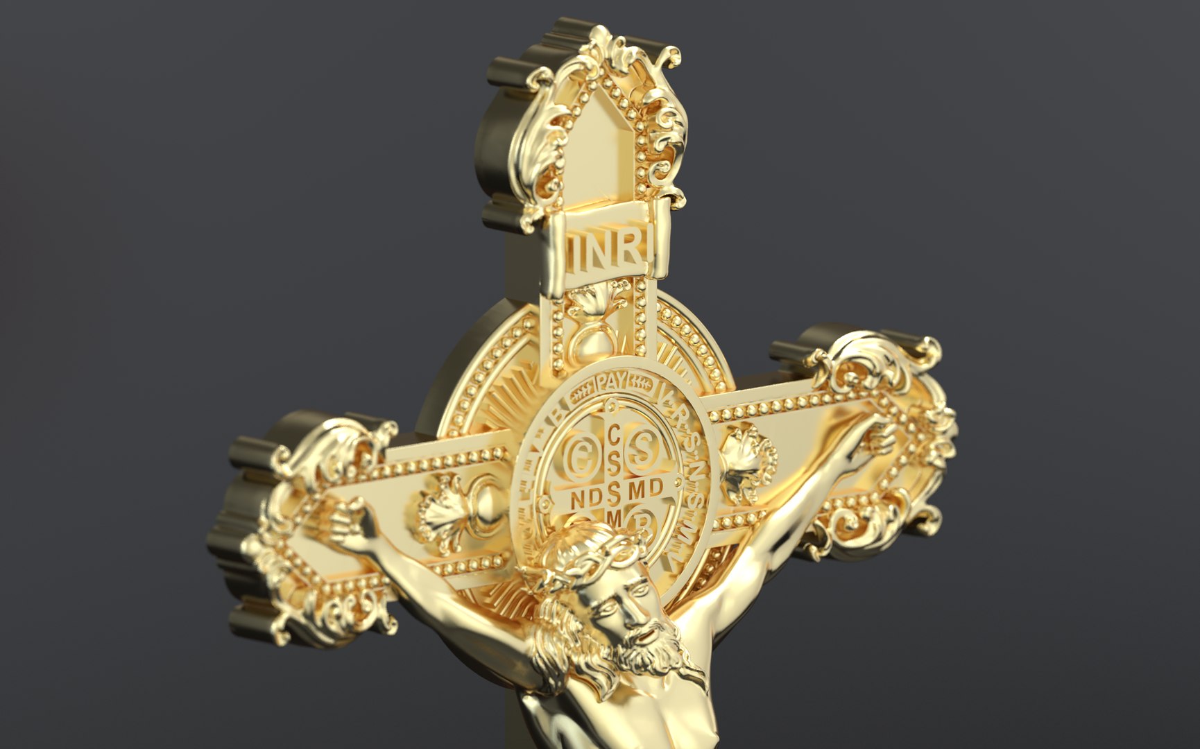 Jesus Crucifix INRI Pendant 3D - TurboSquid 2030725