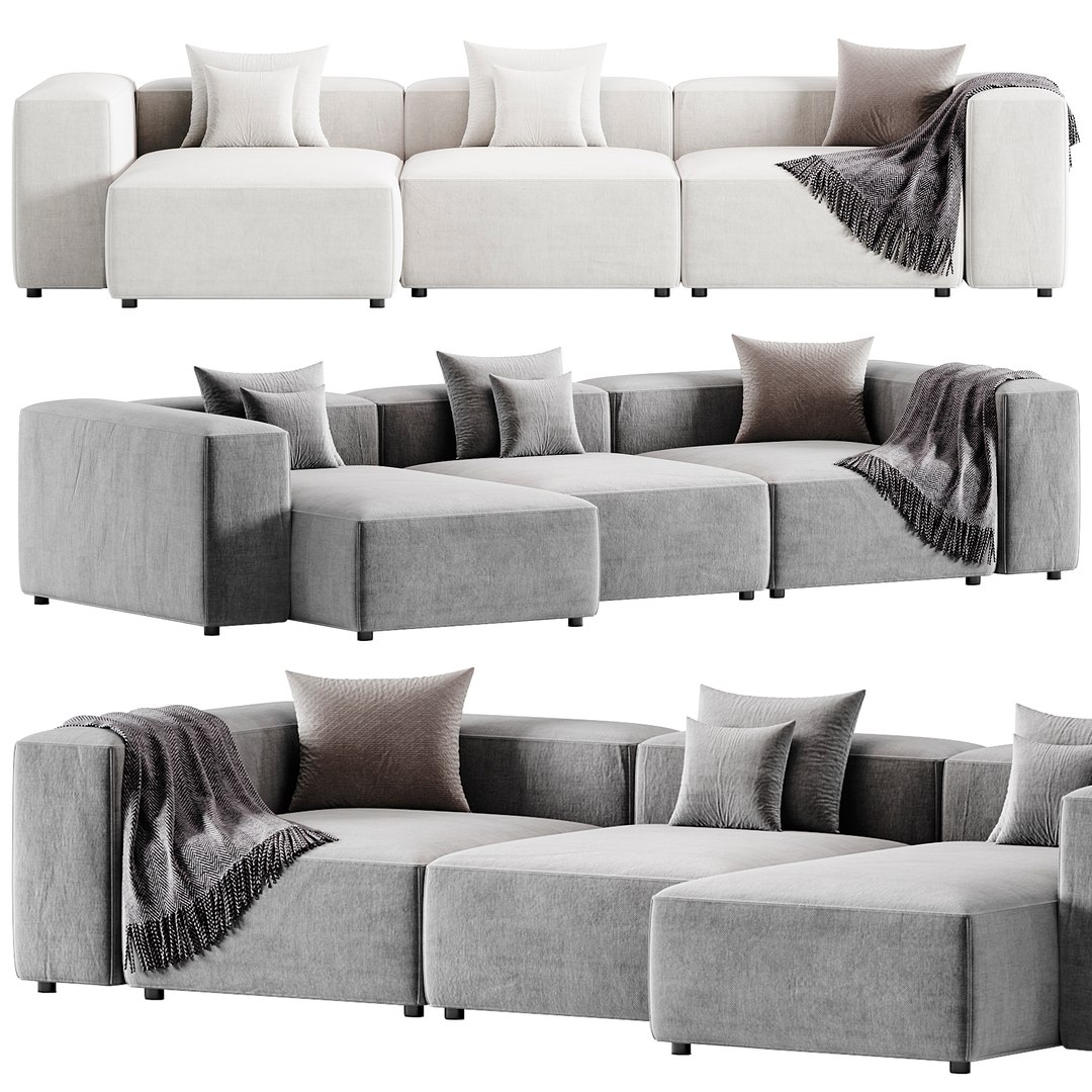 Cosima 3 seat Chaise Longue Sofa By Bolia 3D - TurboSquid 2163065