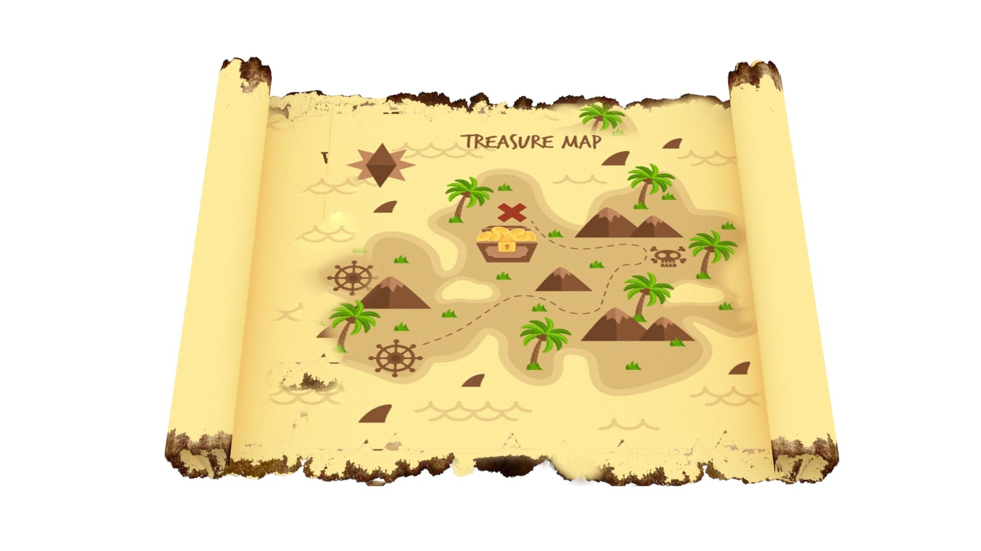Cartoon Treasure Map 3D Model - TurboSquid 2420008
