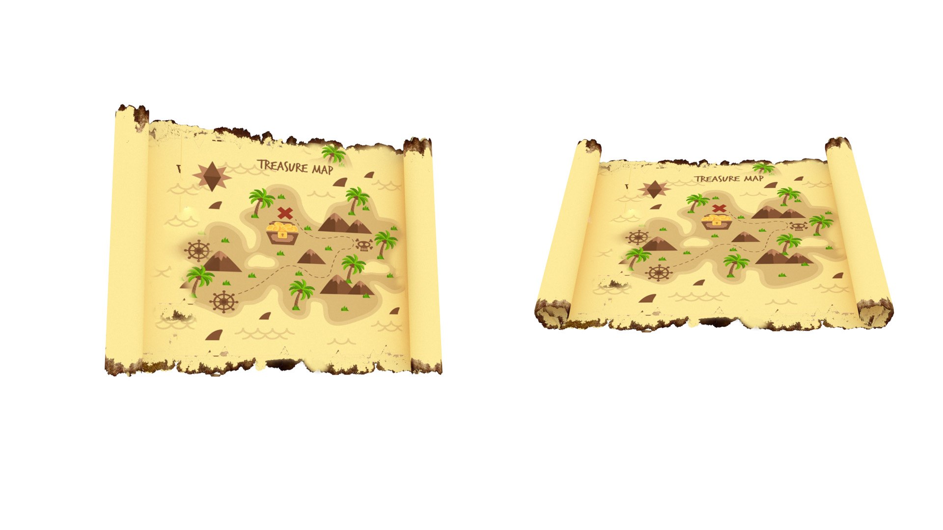 Cartoon Treasure Map 3D Model - TurboSquid 2420008