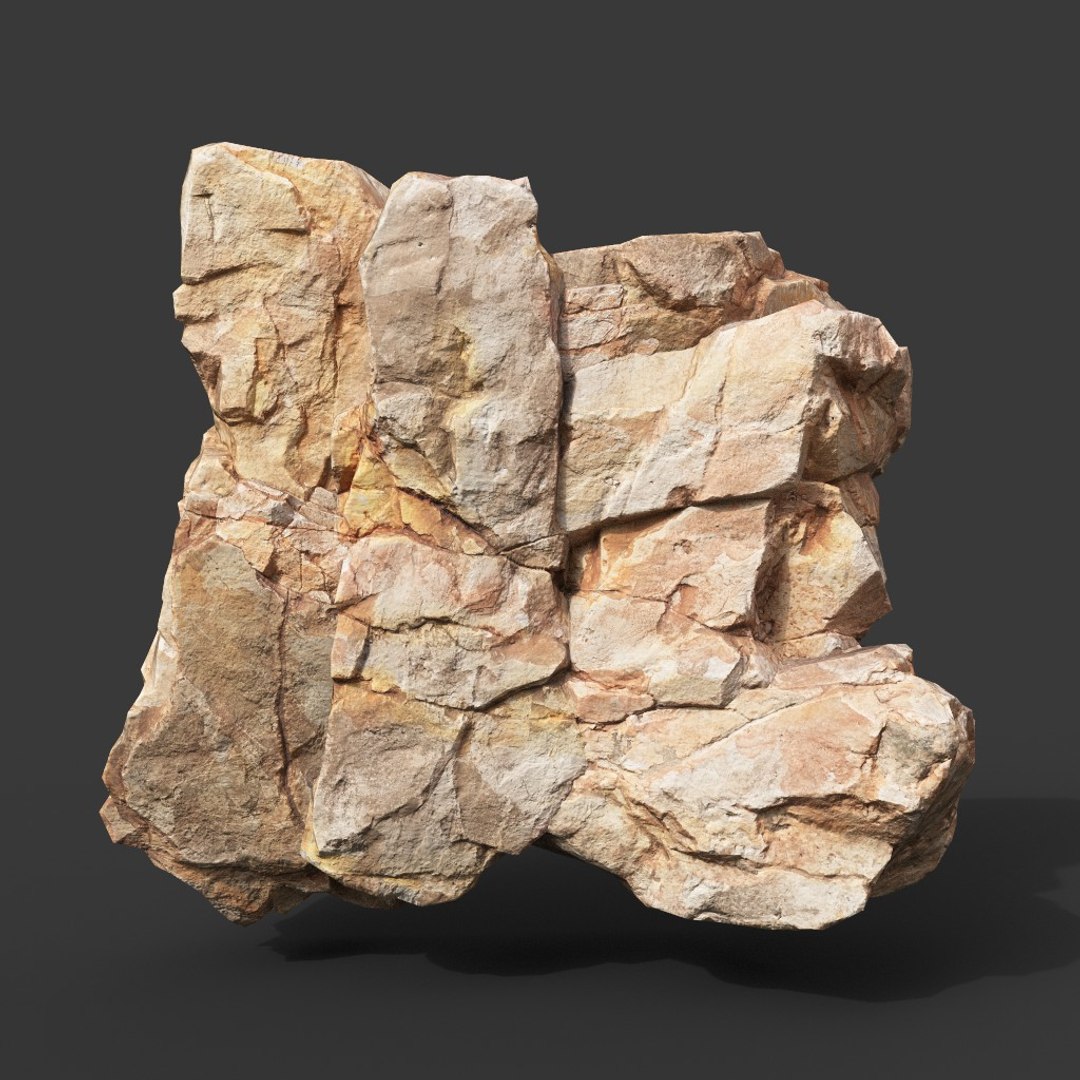 3D 8 Low Poly PBR Yellow Cliff Face - Ultra HD 16K Texture model ...