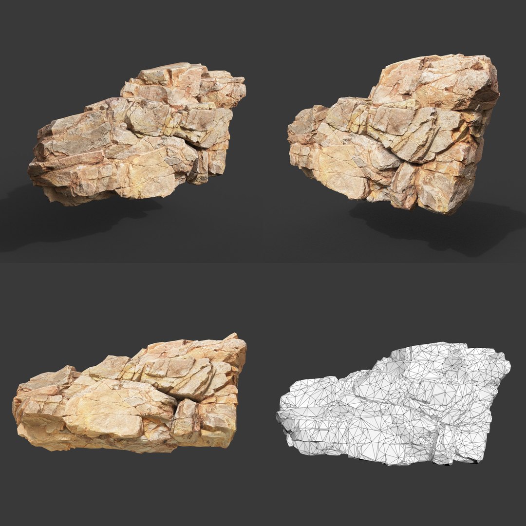 3D 8 Low Poly PBR Yellow Cliff Face - Ultra HD 16K Texture model ...