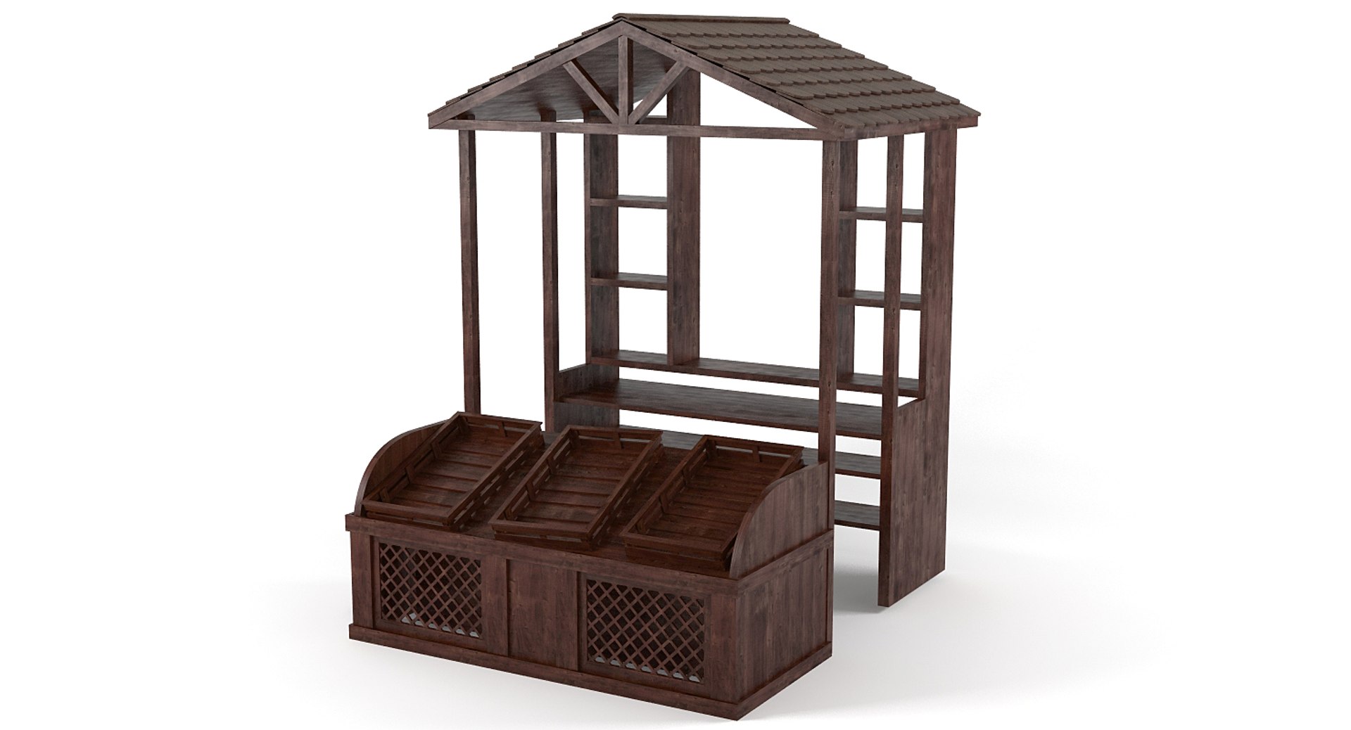 Wooden Store Stands 3d Model
