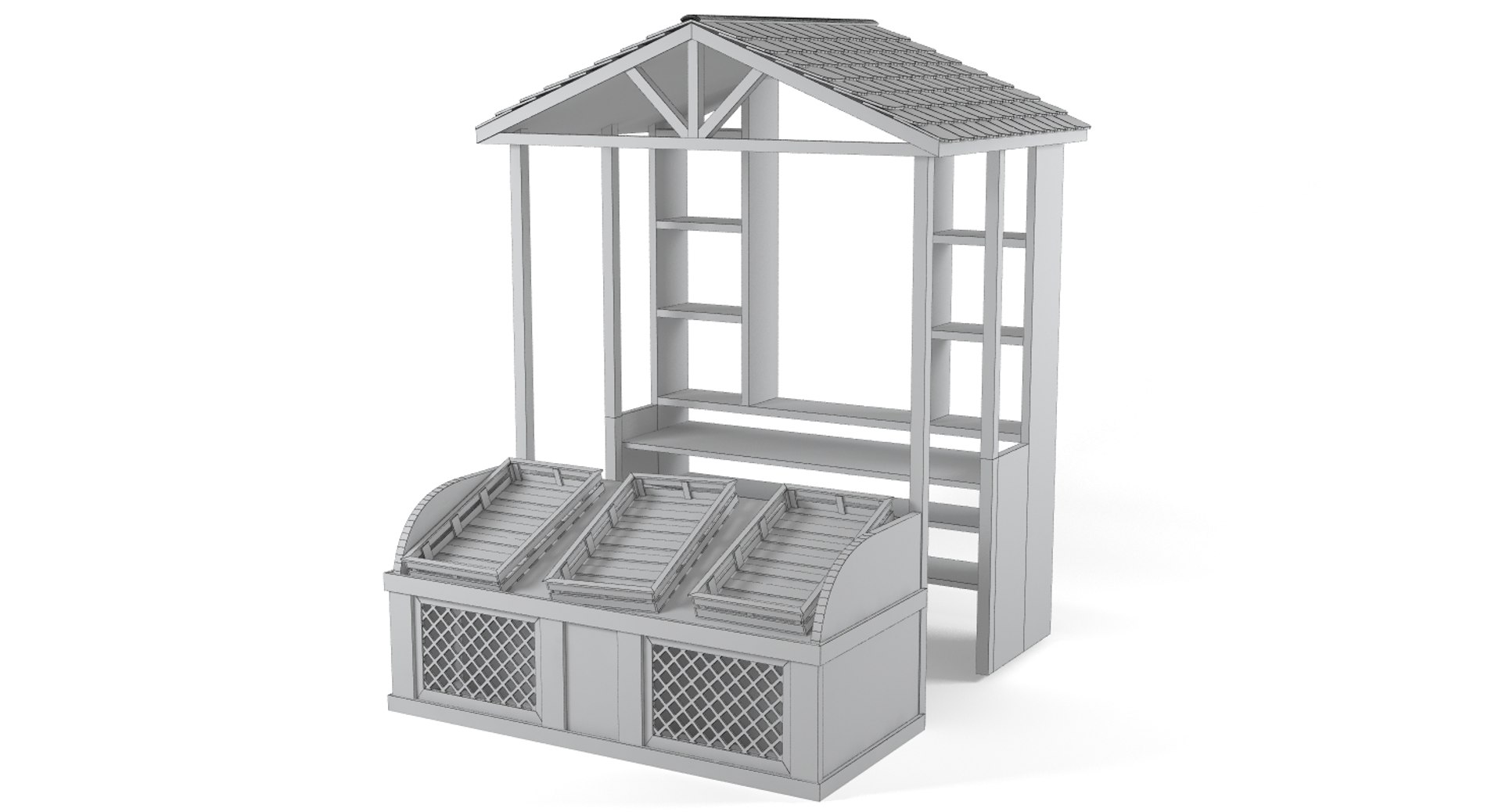Wooden Store Stands 3d Model