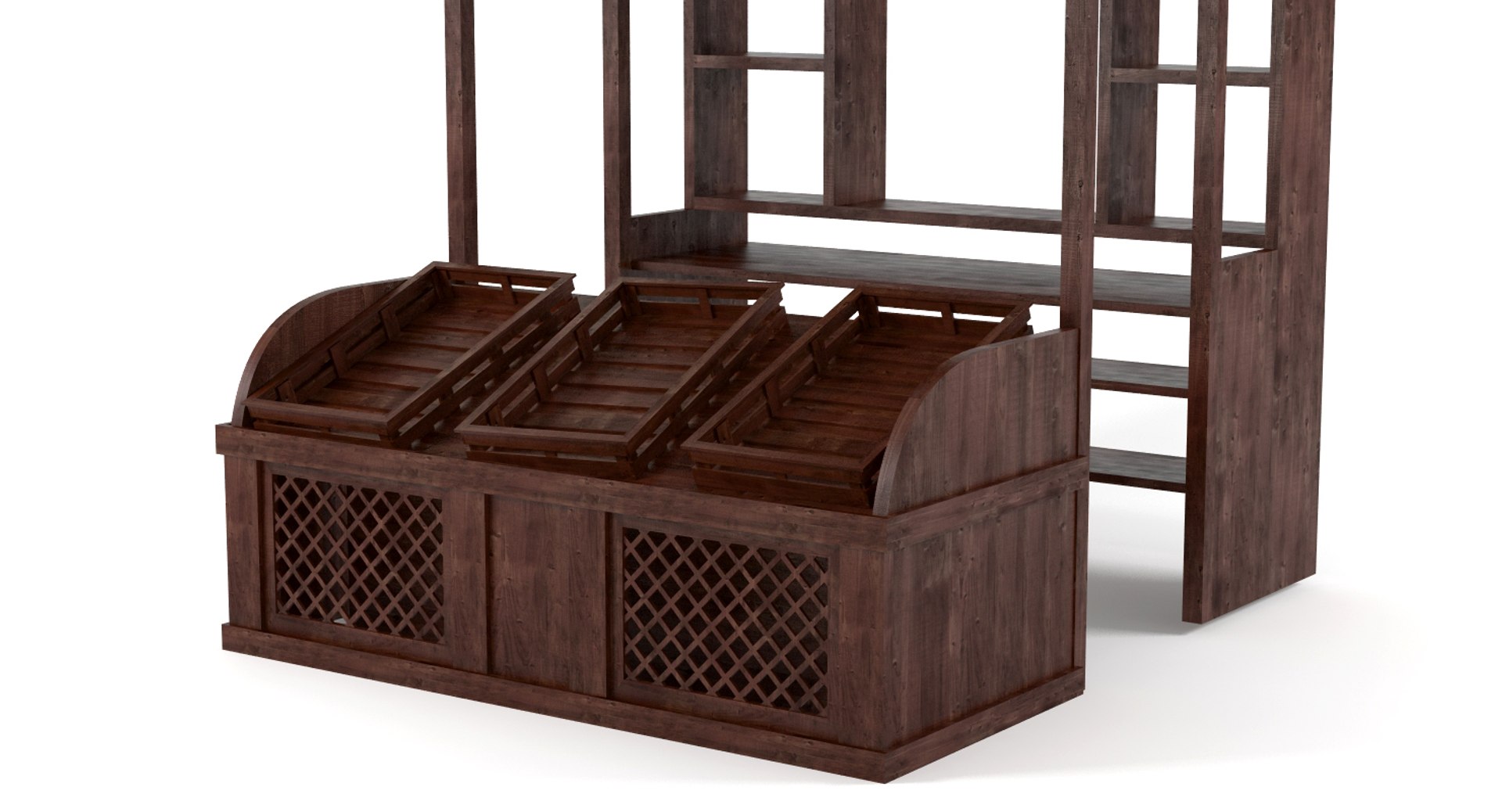 Wooden Store Stands 3d Model