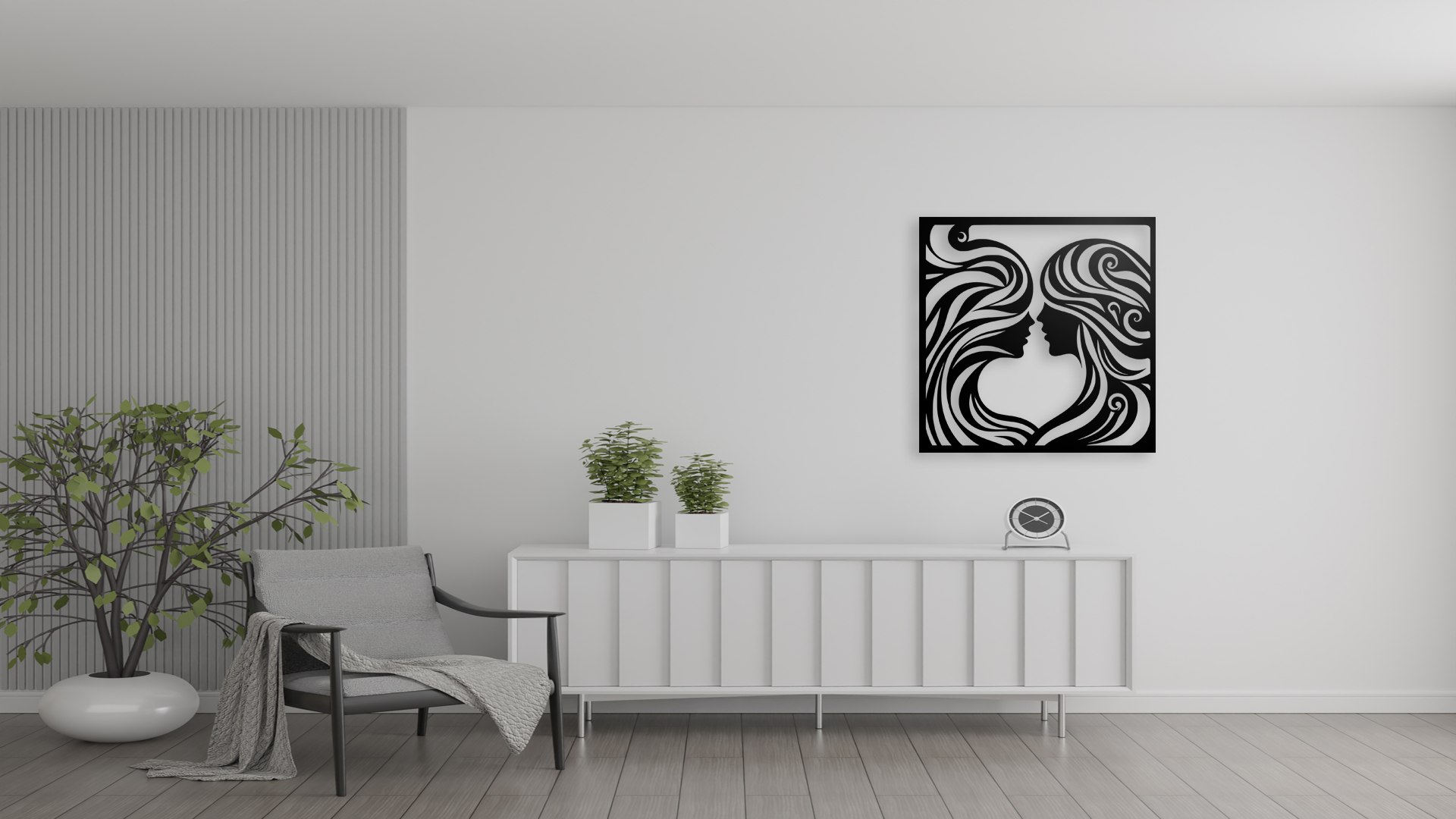 3D Two Faces In Love Art Wall Decor Model - TurboSquid 2411512