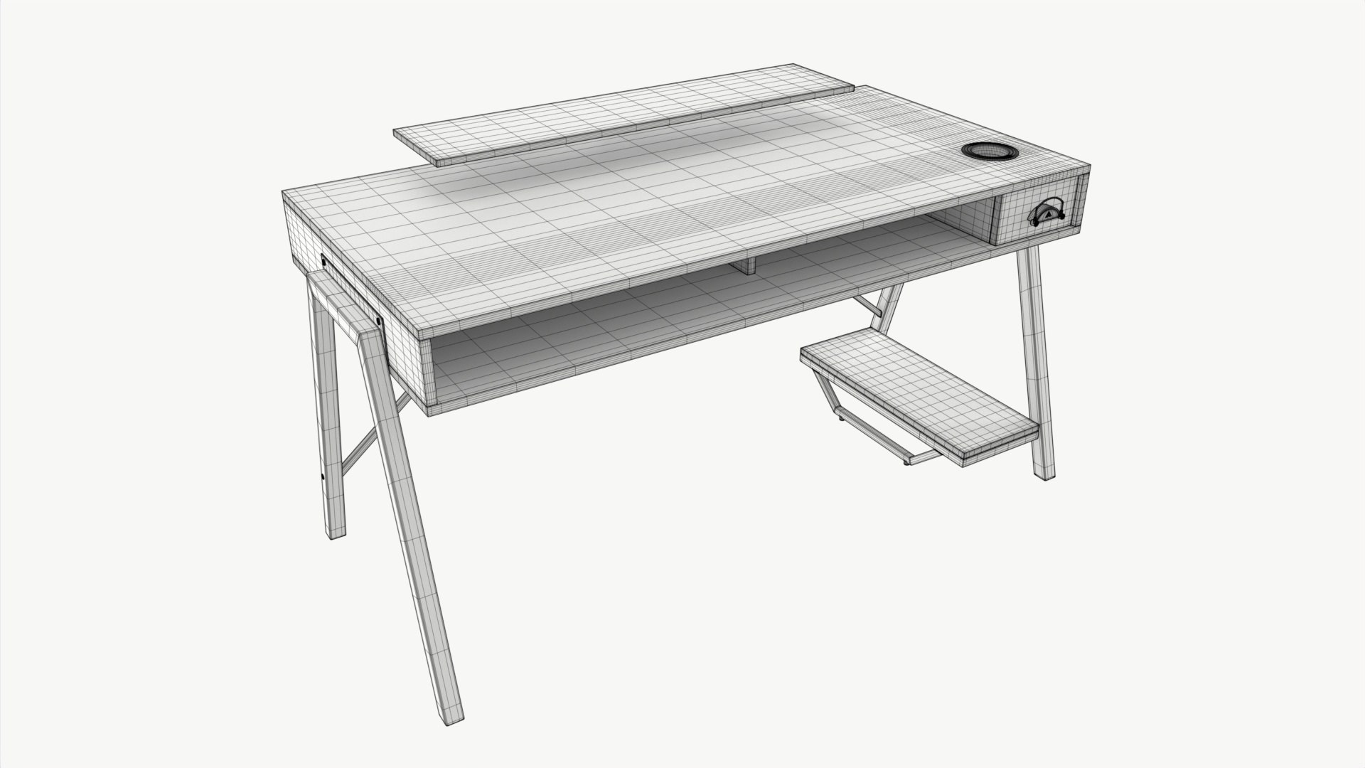 3D model Gaming Computer Desk with Shelf - TurboSquid 1988277