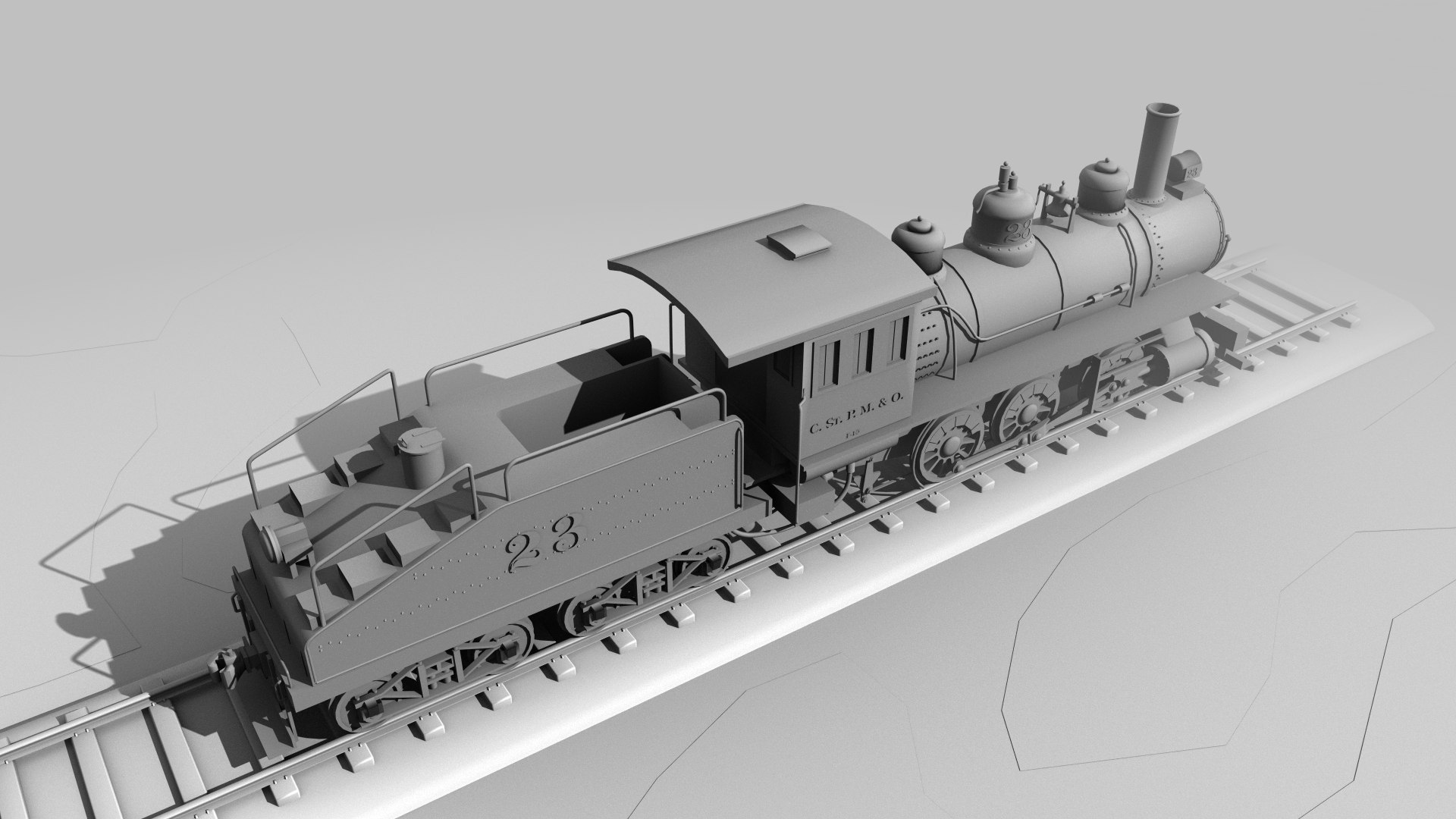 3d model omaha 0-6-0 locomotive tender