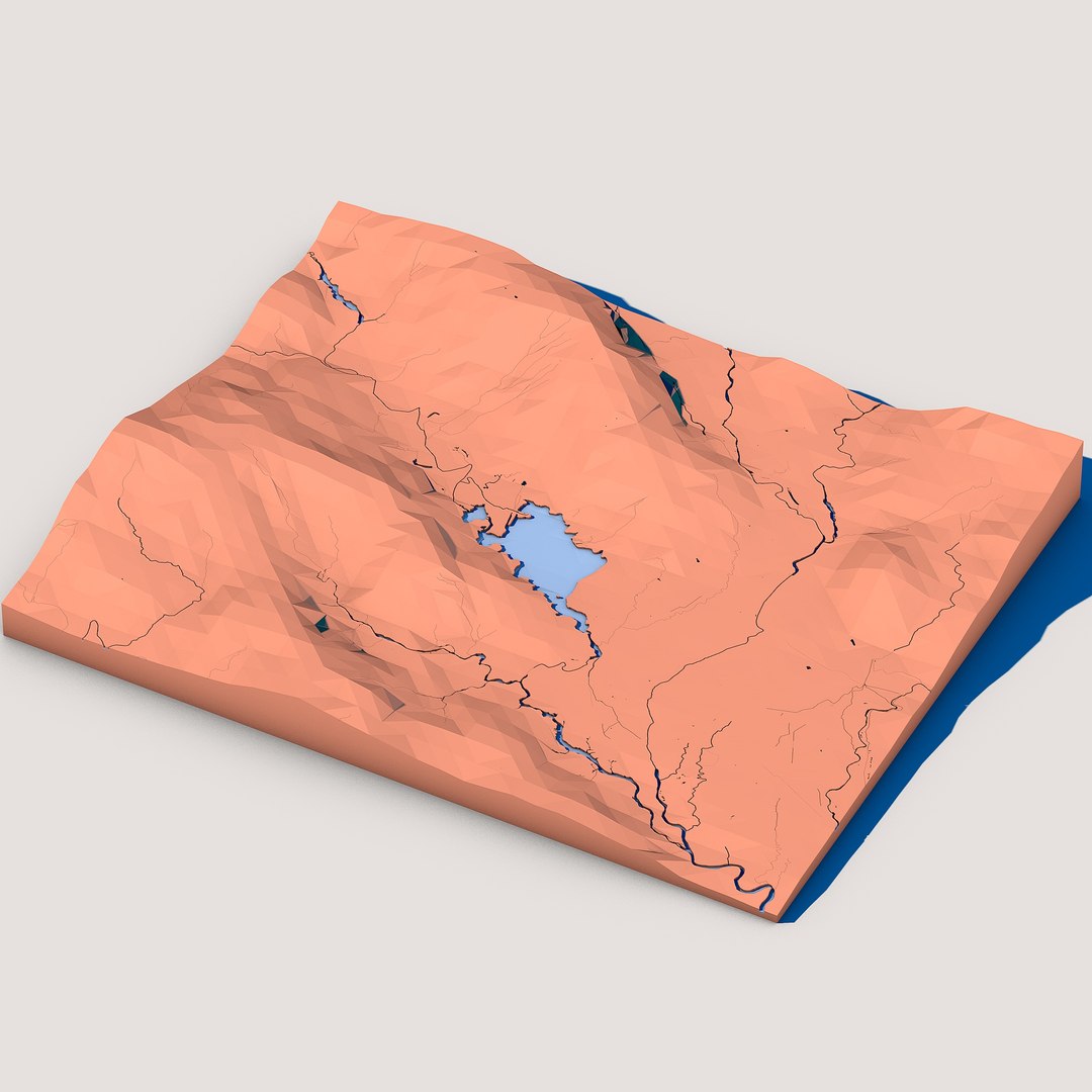 Low Poly Terrain Map With Hills And Rivers 3D Model - TurboSquid 2509826