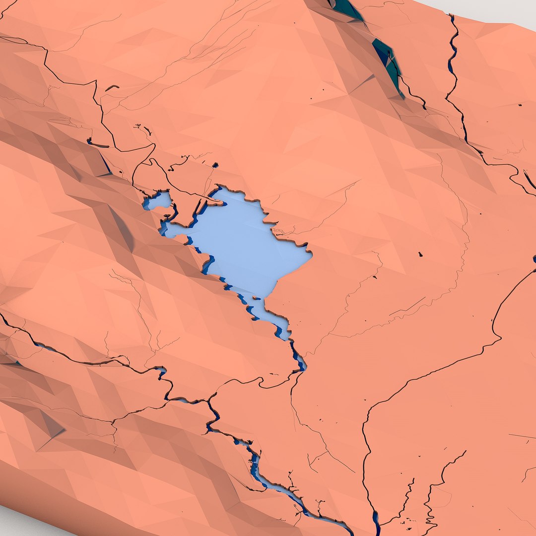 Low Poly Terrain Map With Hills And Rivers 3D Model - TurboSquid 2509826