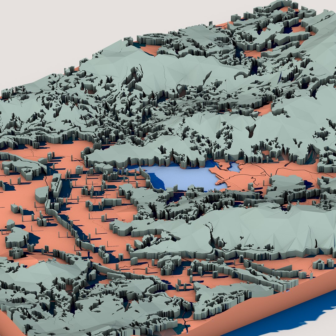 Low Poly Terrain Map With Hills And Rivers 3D Model - TurboSquid 2509826