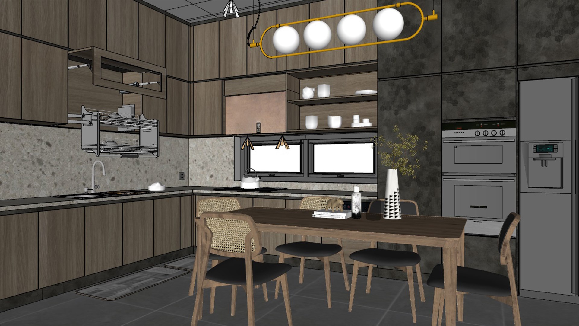 3D LIVING ROOM WITH KITCHEN - TurboSquid 1848122