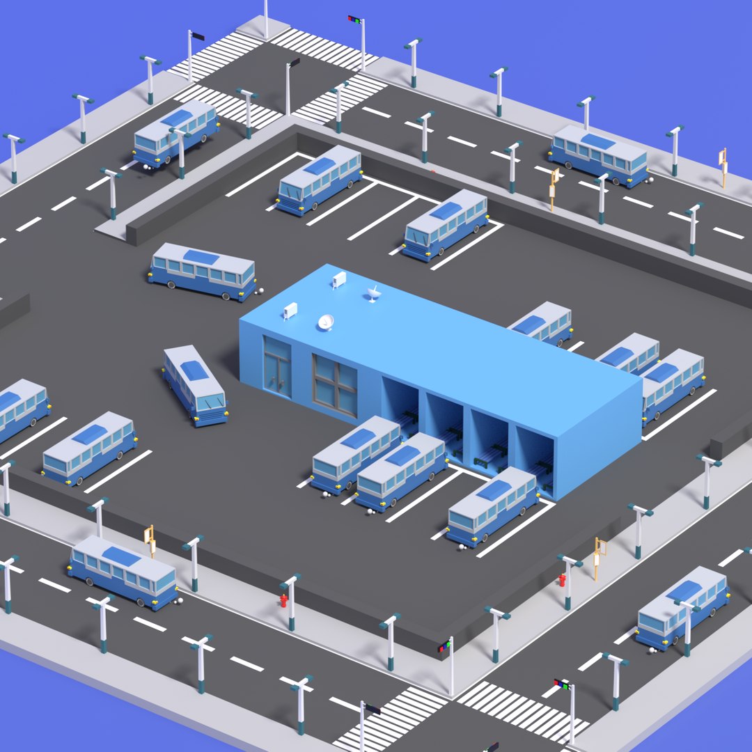 Cartoon Bus Station 3D Model - TurboSquid 1960837