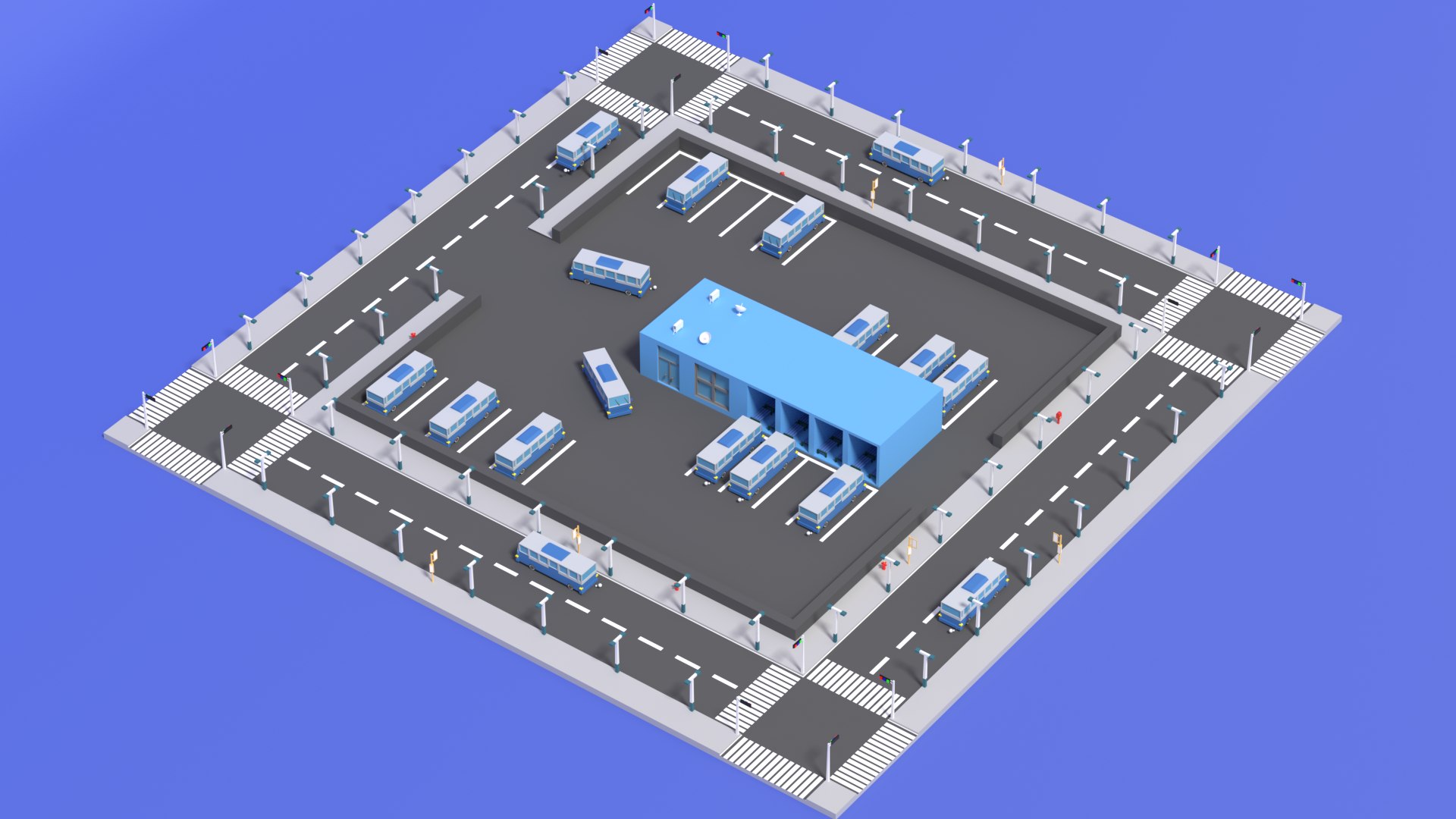 Cartoon Bus Station 3D Model - TurboSquid 1960837