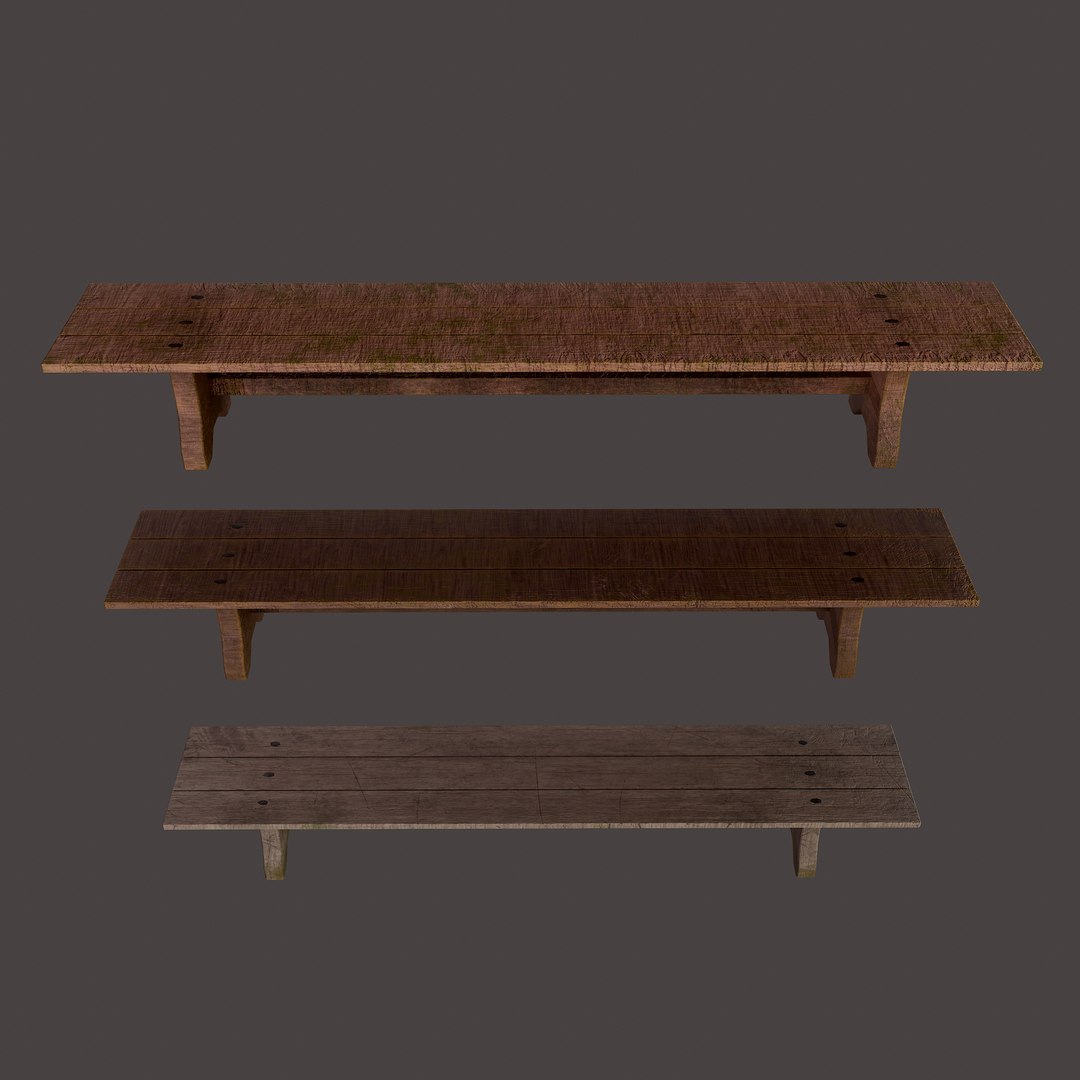 3D Wooden Bench - TurboSquid 1459900