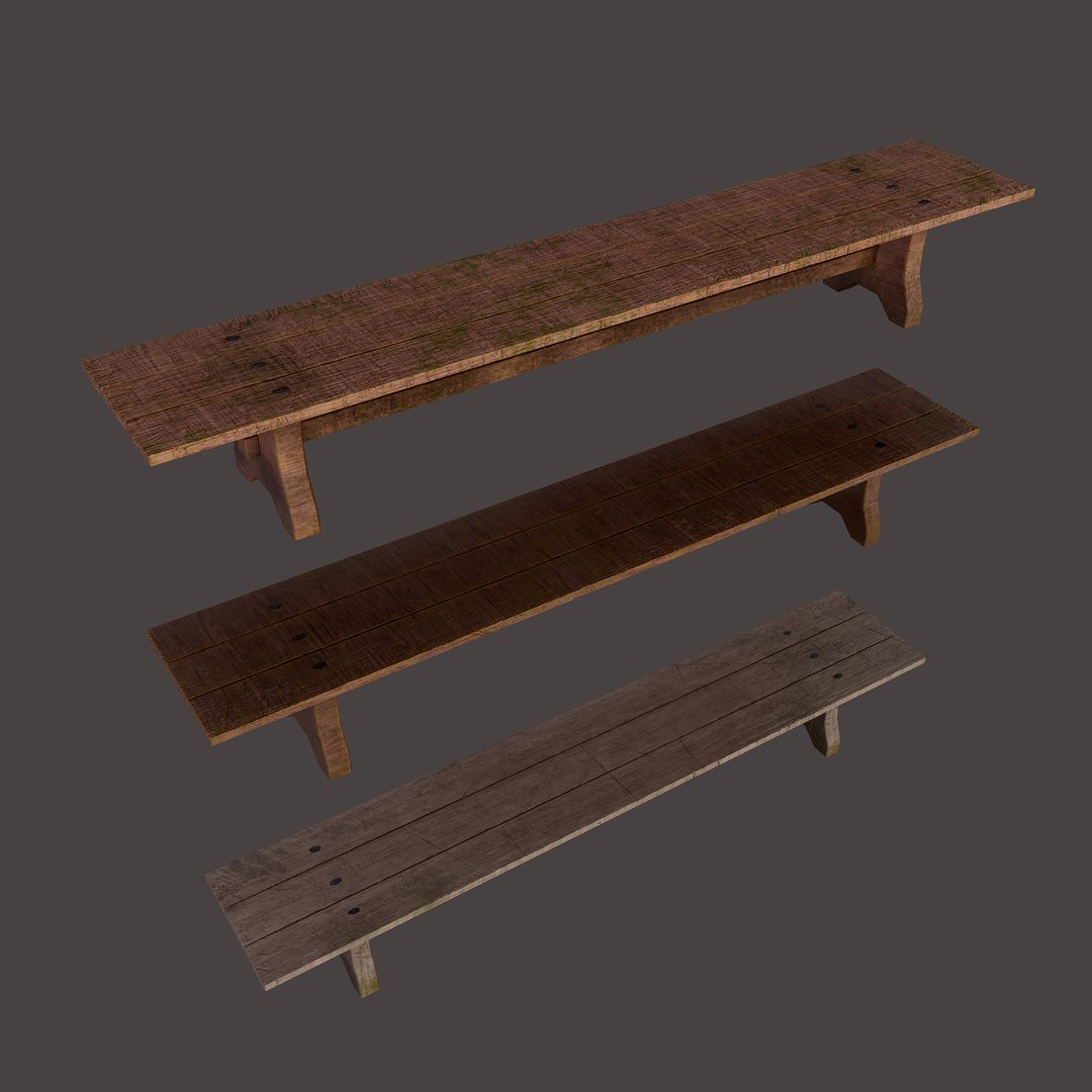 3D Wooden Bench - TurboSquid 1459900
