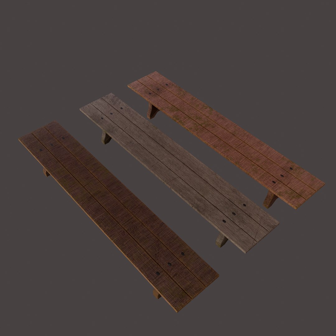 3D Wooden Bench - TurboSquid 1459900