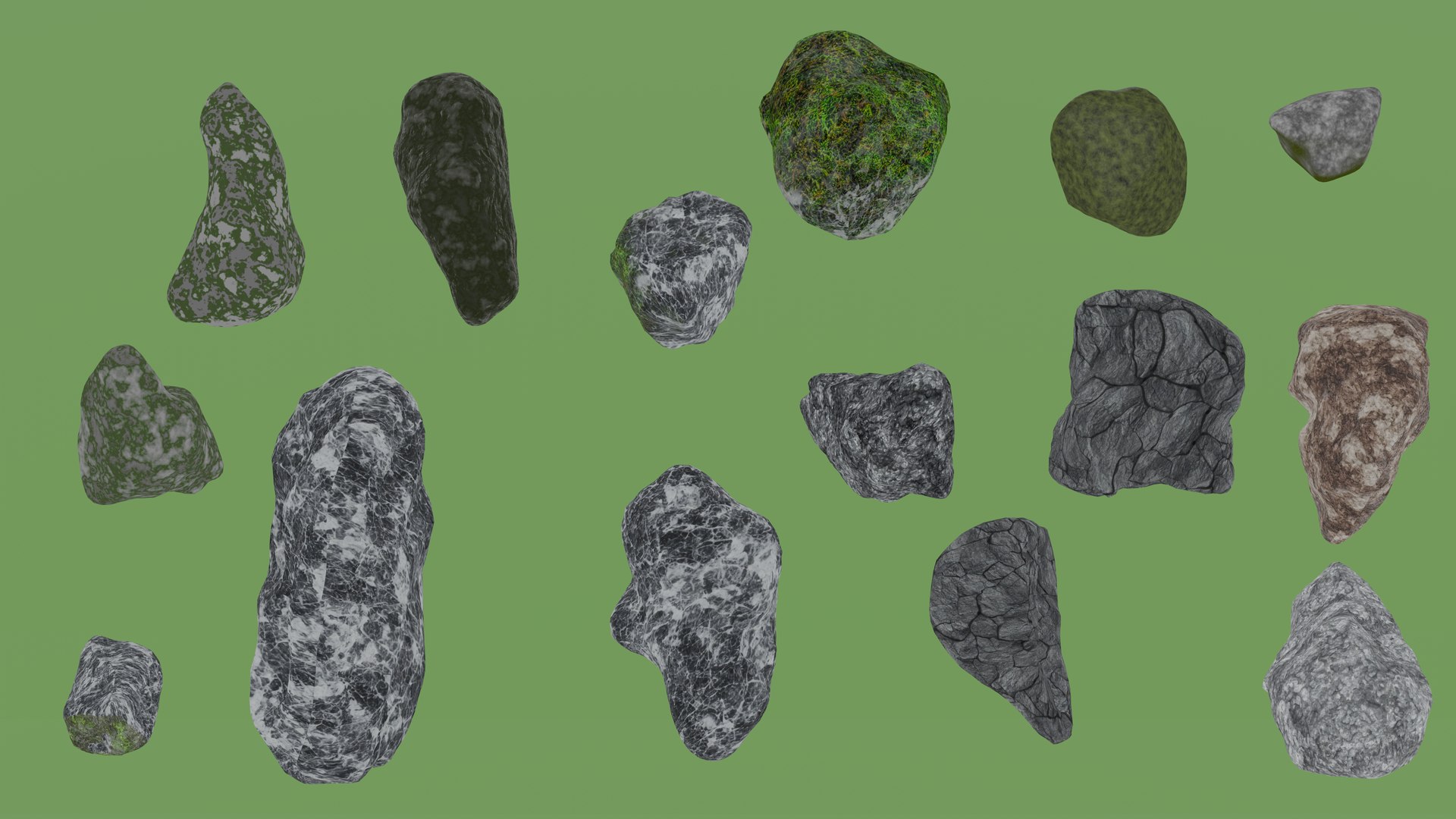 3D Collection Of 15 Stones With 4k Textures - TurboSquid 2191823