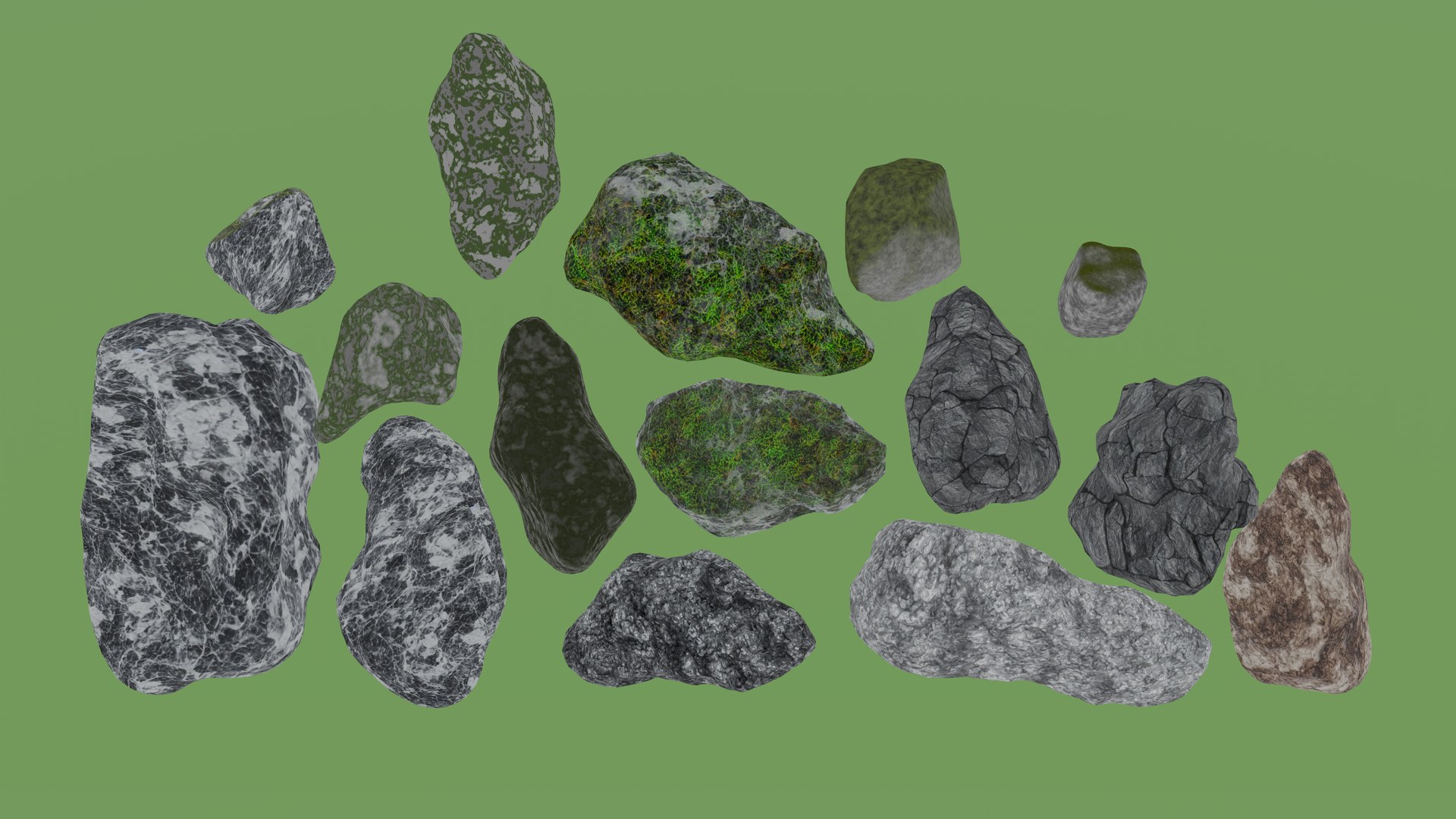 3D Collection Of 15 Stones With 4k Textures - TurboSquid 2191823