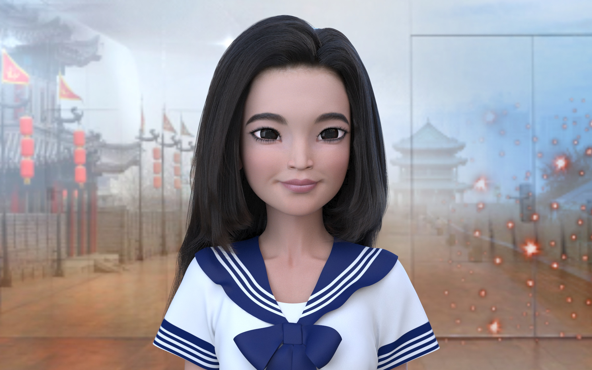 卡通女孩日本学校3D模型 - TurboSquid 2197889