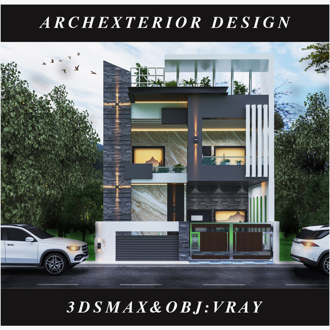 3D Modern House Exterior Design - TurboSquid 2165922