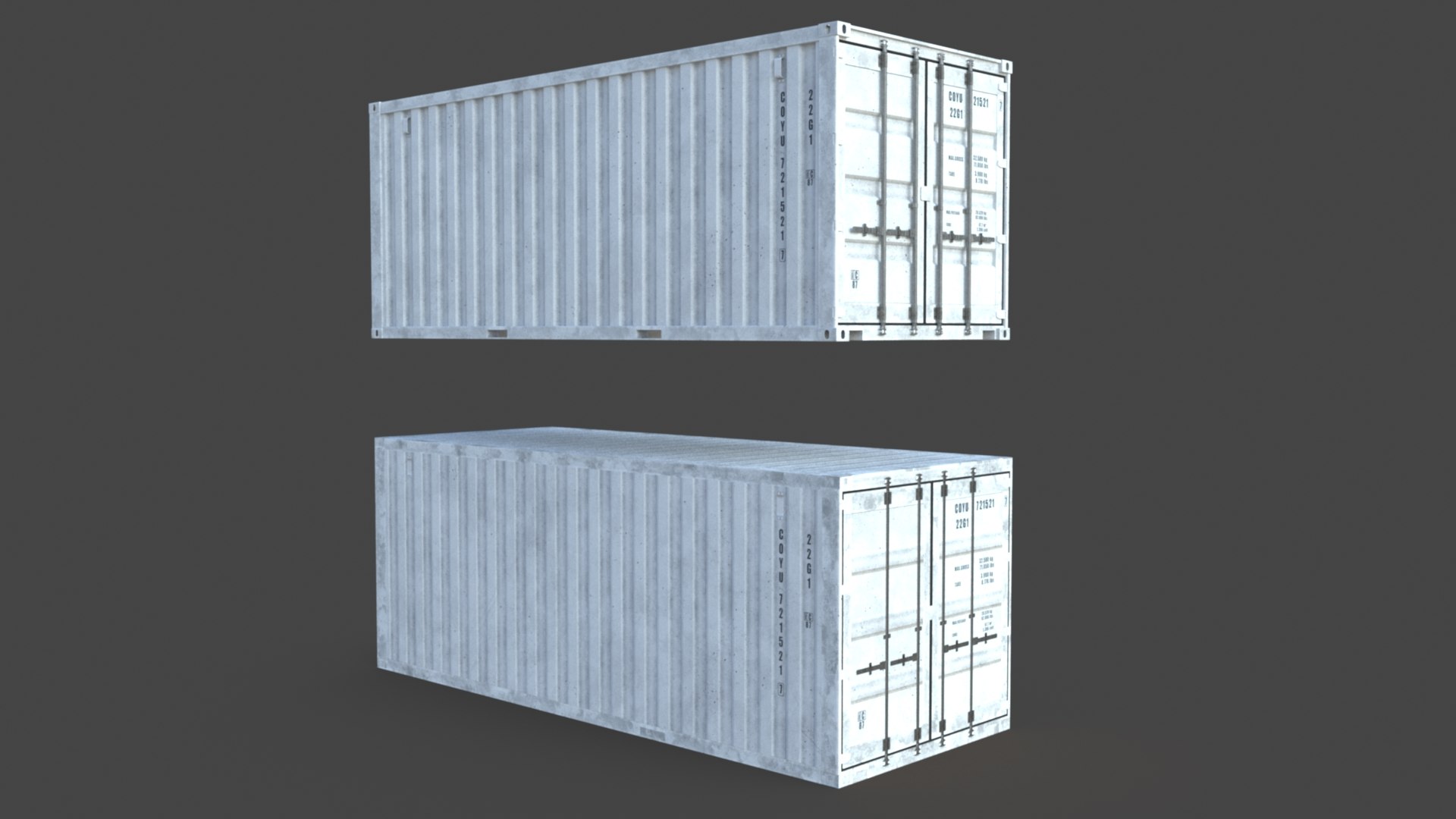 3D Cargo Container White 20 Ft ISO High And Low Poly PBR LOD ...
