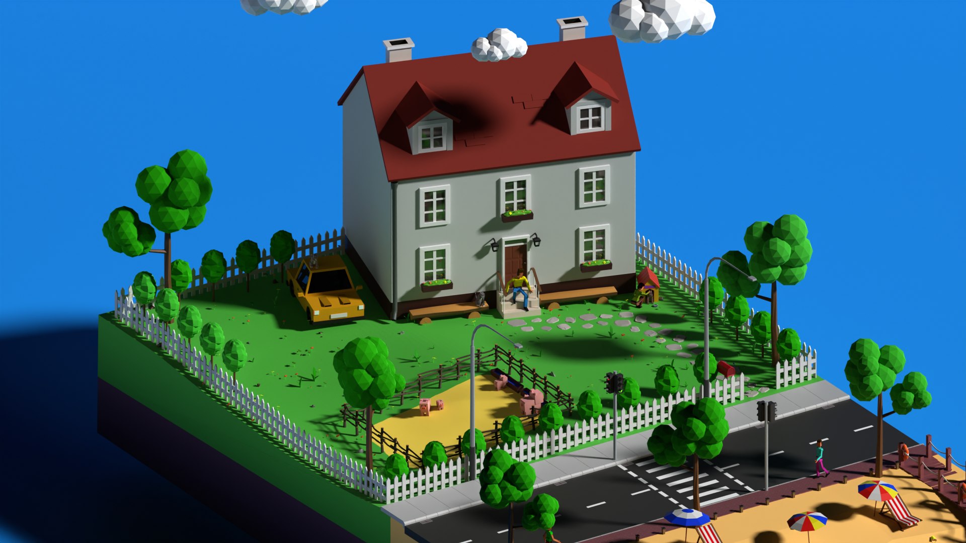 3D Low Poly Scene Day And Night Models-Assets - TurboSquid 1878619