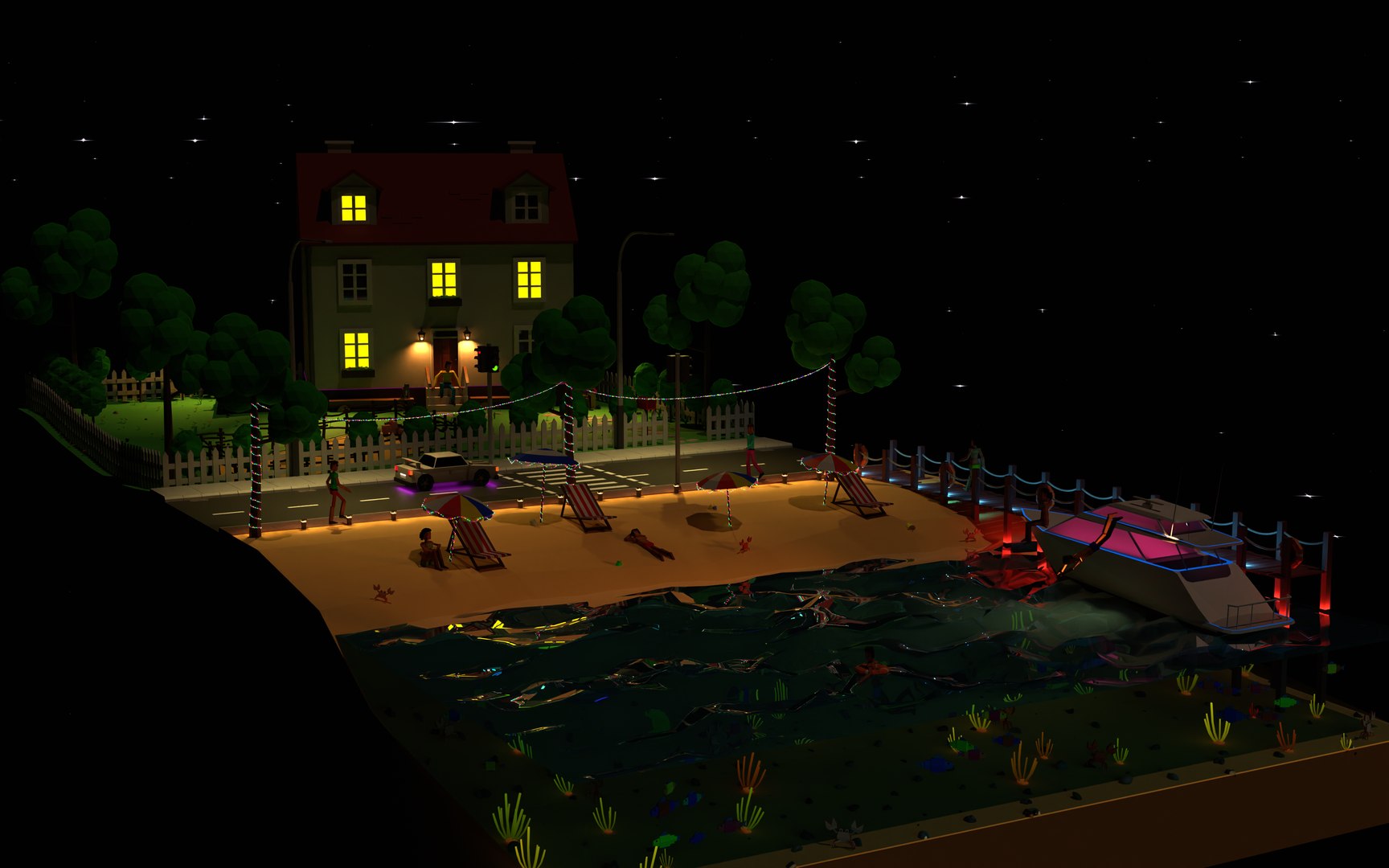 3D Low Poly Scene Day And Night Models-Assets - TurboSquid 1878619