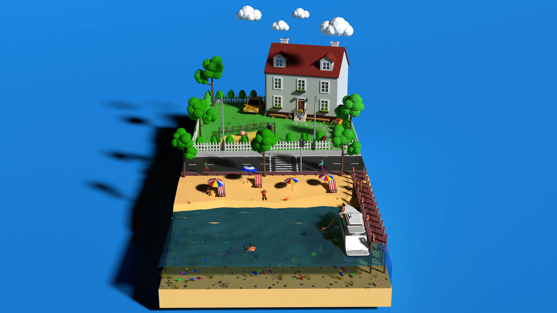 3D Low Poly Scene Day And Night Models-Assets - TurboSquid 1878619