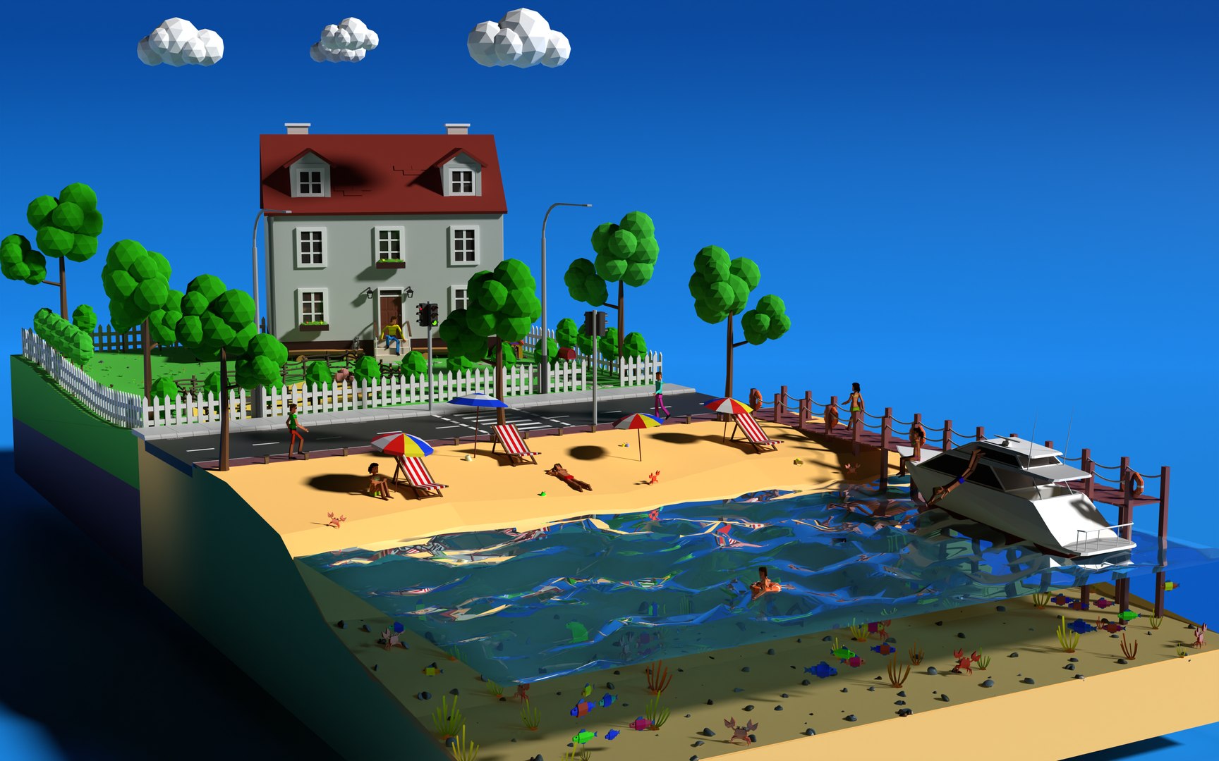 3D Low Poly Scene Day And Night Models-Assets - TurboSquid 1878619