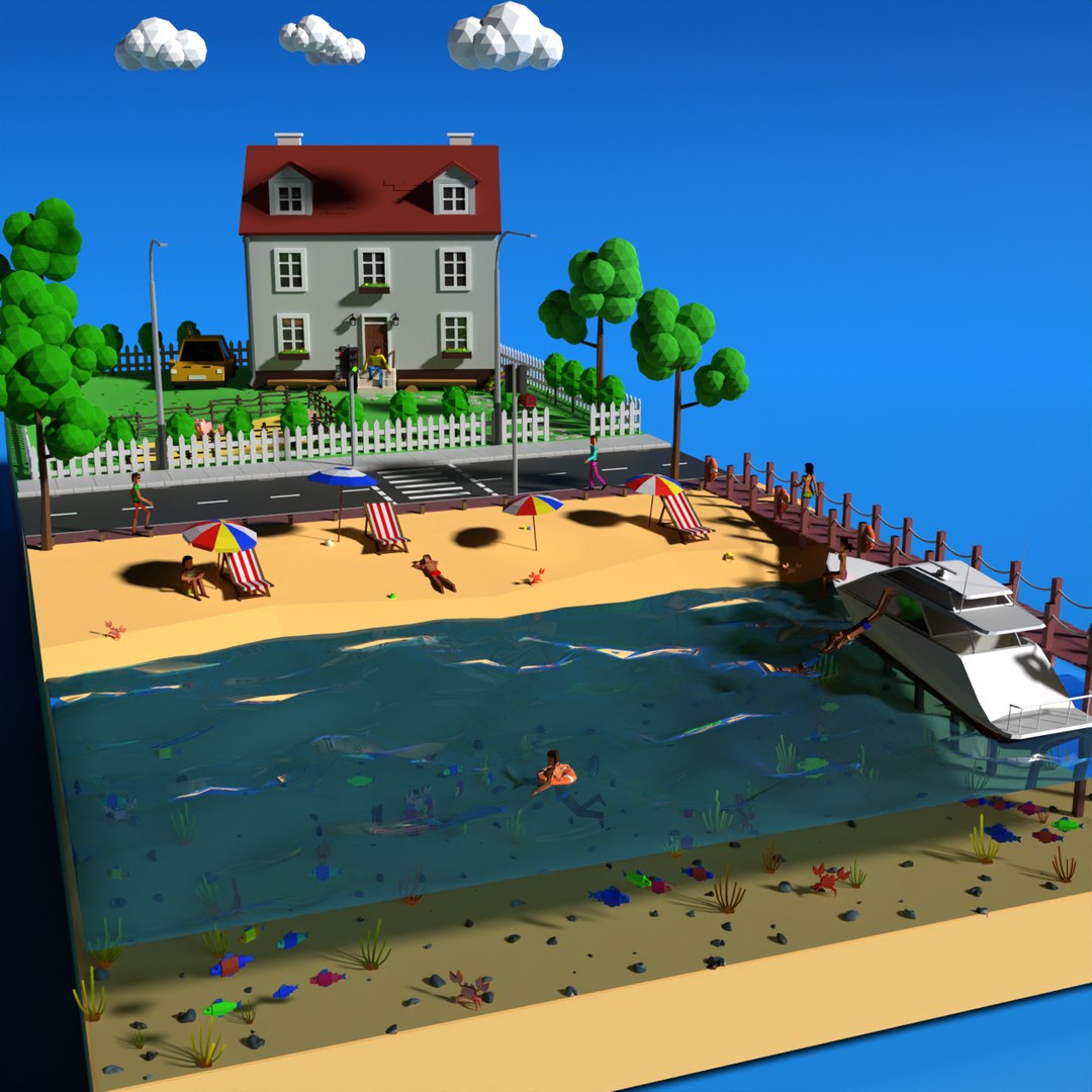 3D Low Poly Scene Day And Night Models-Assets - TurboSquid 1878619