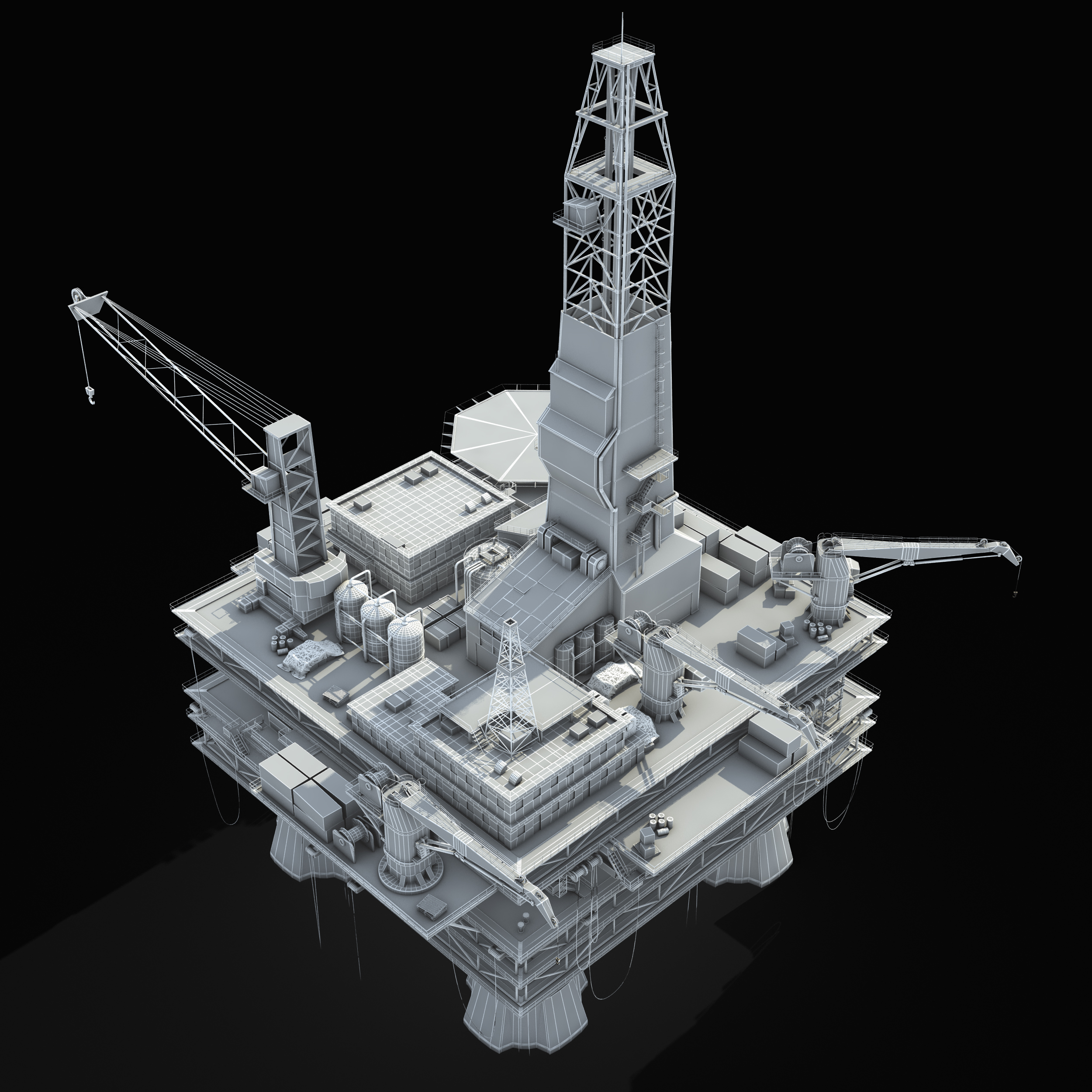 3ds max offshore oil rig station